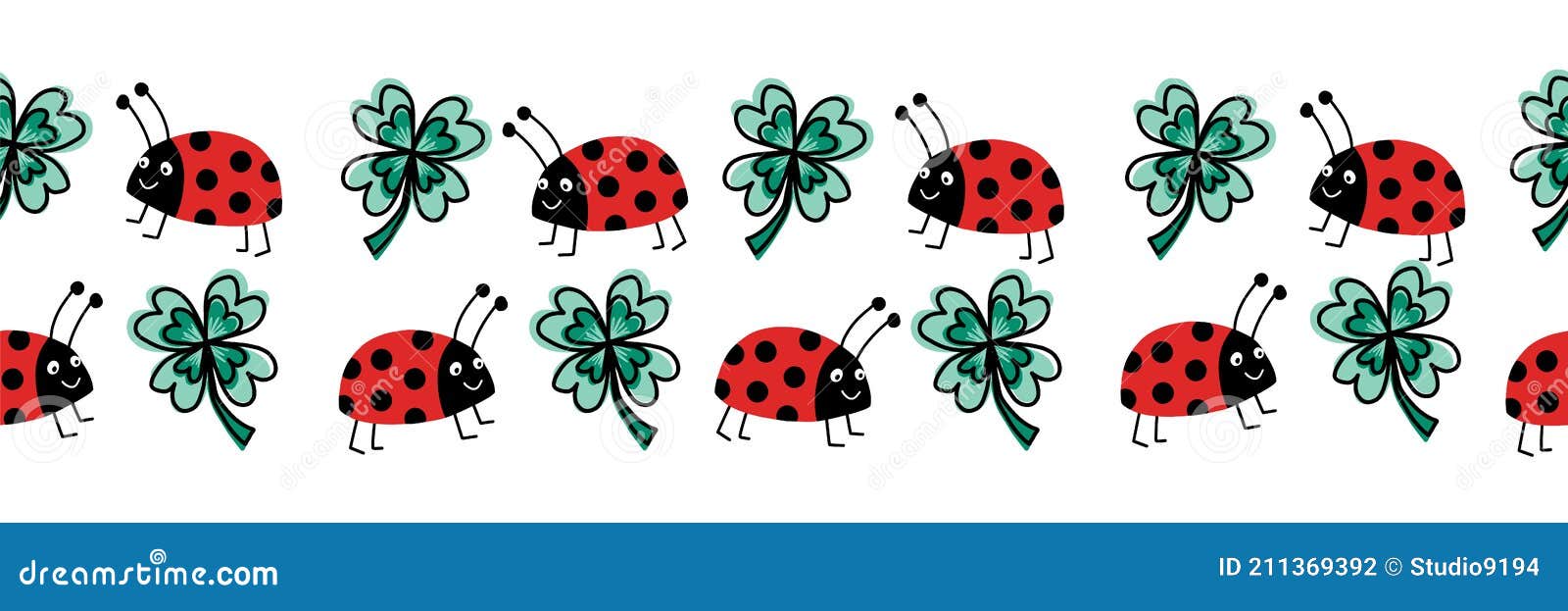 Seamless Ladybug Pattern Cartoon Vector | CartoonDealer.com #2743543