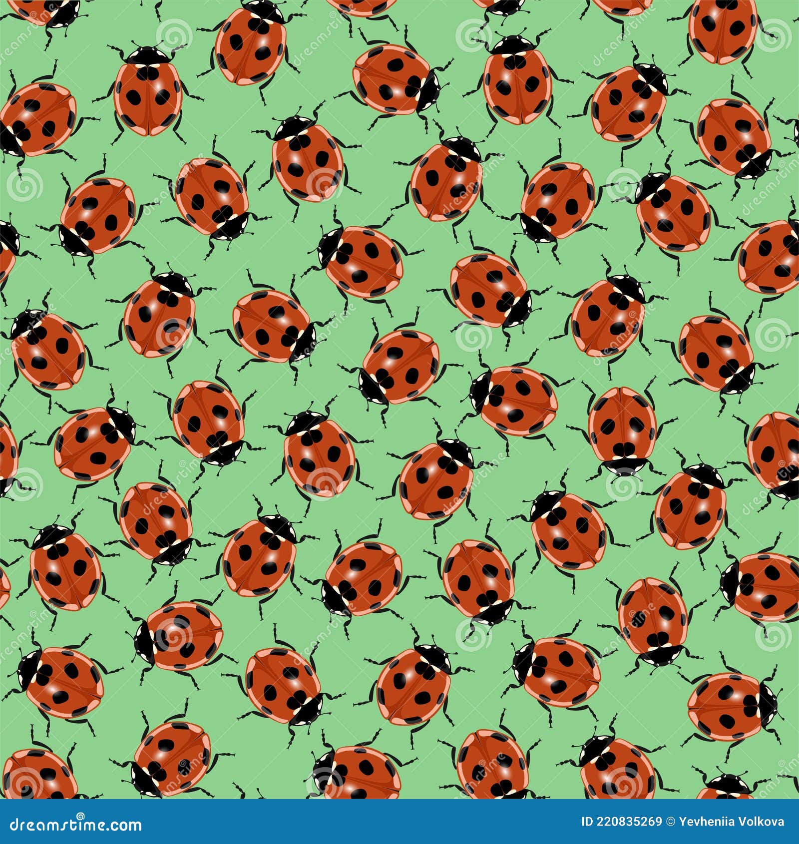 Seamless Ladybug Pattern Cartoon Vector | CartoonDealer.com #2743543