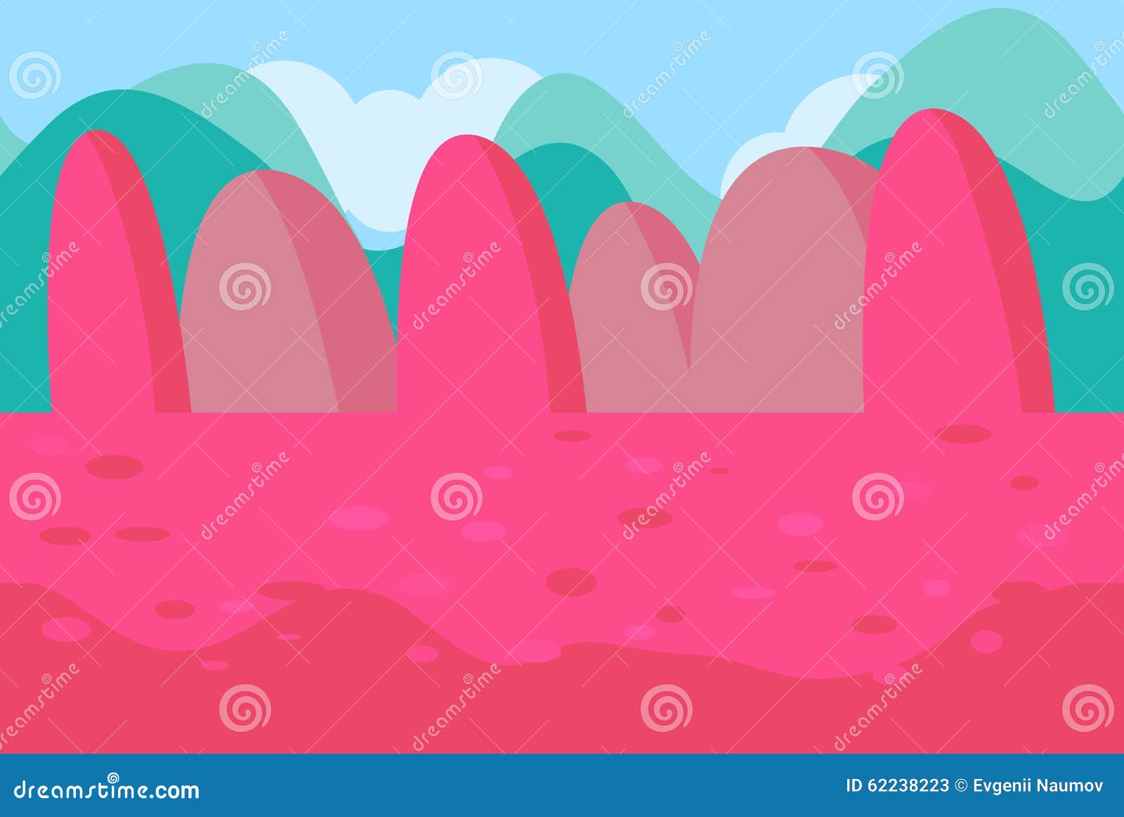 Seamless Landscape of Pink Hills for Game Stock Vector - Illustration ...