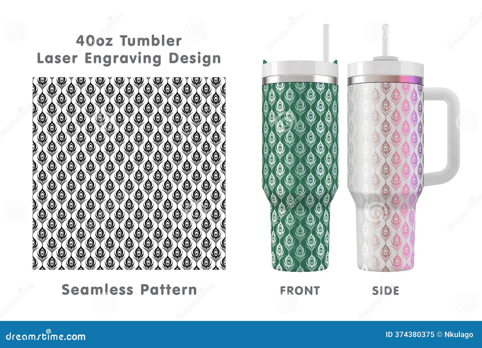 Seamless Laser Engraving Design For 40oz Tumbler. Vector Illustration ...