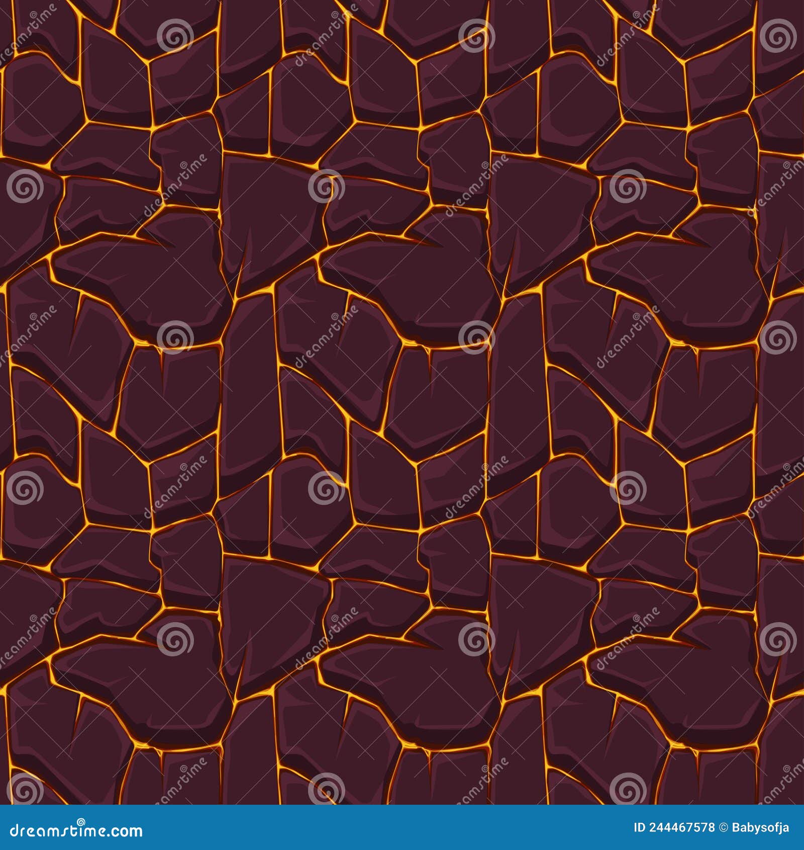 Seamless Lava or Fire Pattern with Stones for Graphic Design. Stock ...
