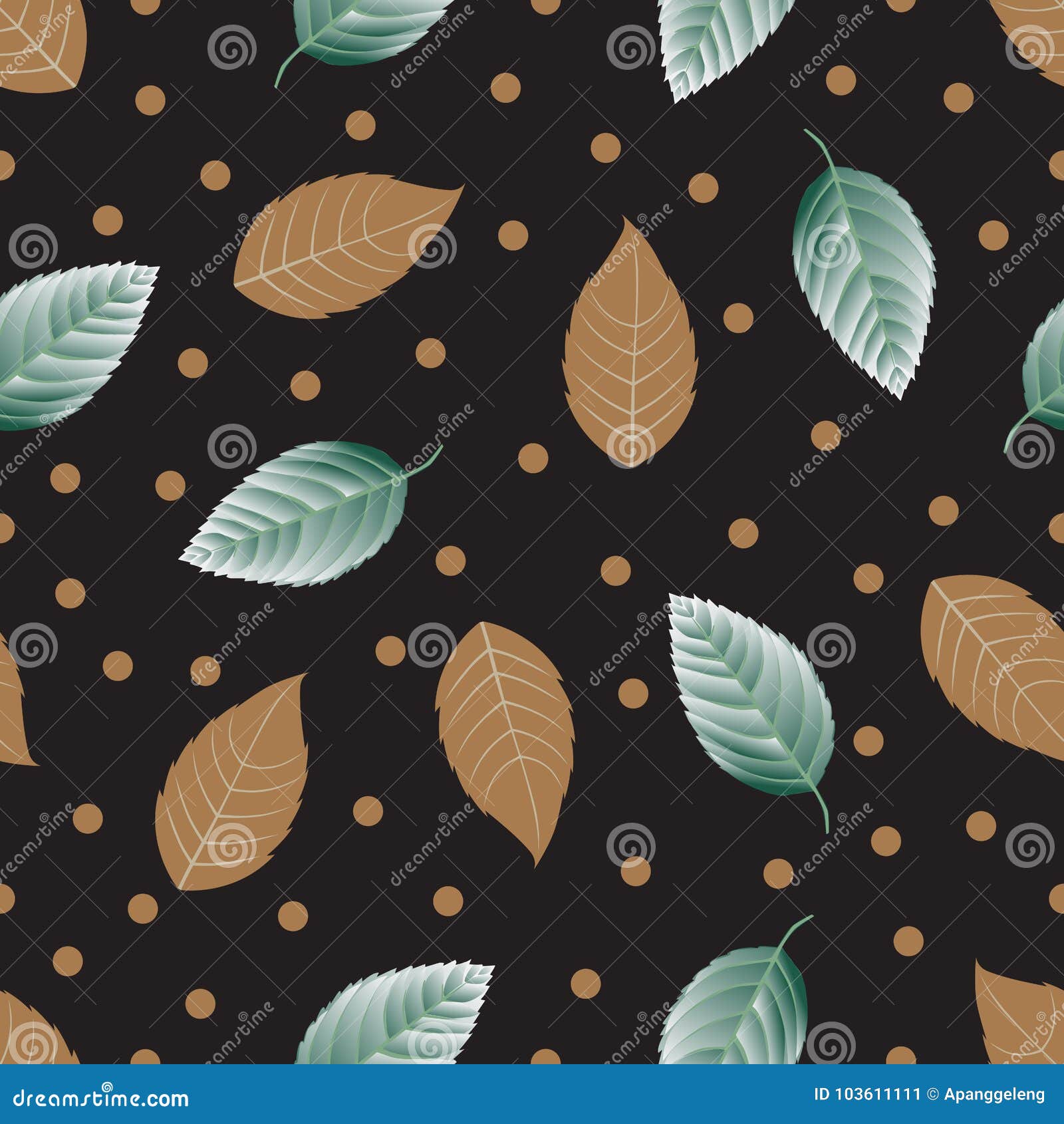 Seamless Leaf Composition Pattern with Dot Shapes Stock Vector ...