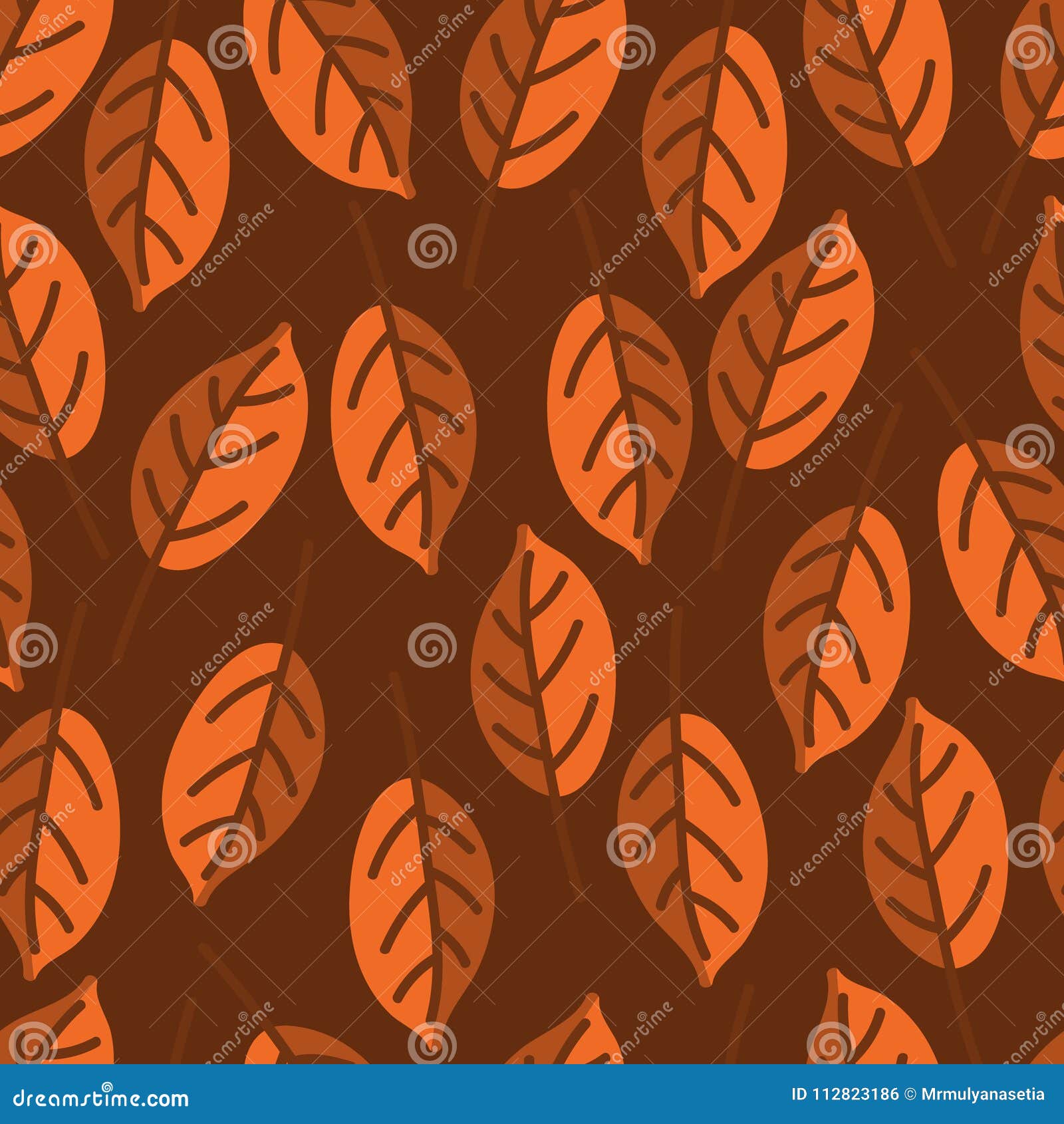 Seamless Leaf Pattern, Dark Brown and Light Brown Stock Illustration ...