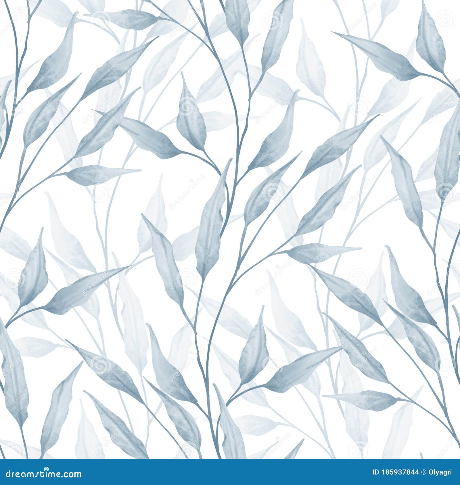 Seamless Leaves Pattern. Background with Blue Leaves on Background ...