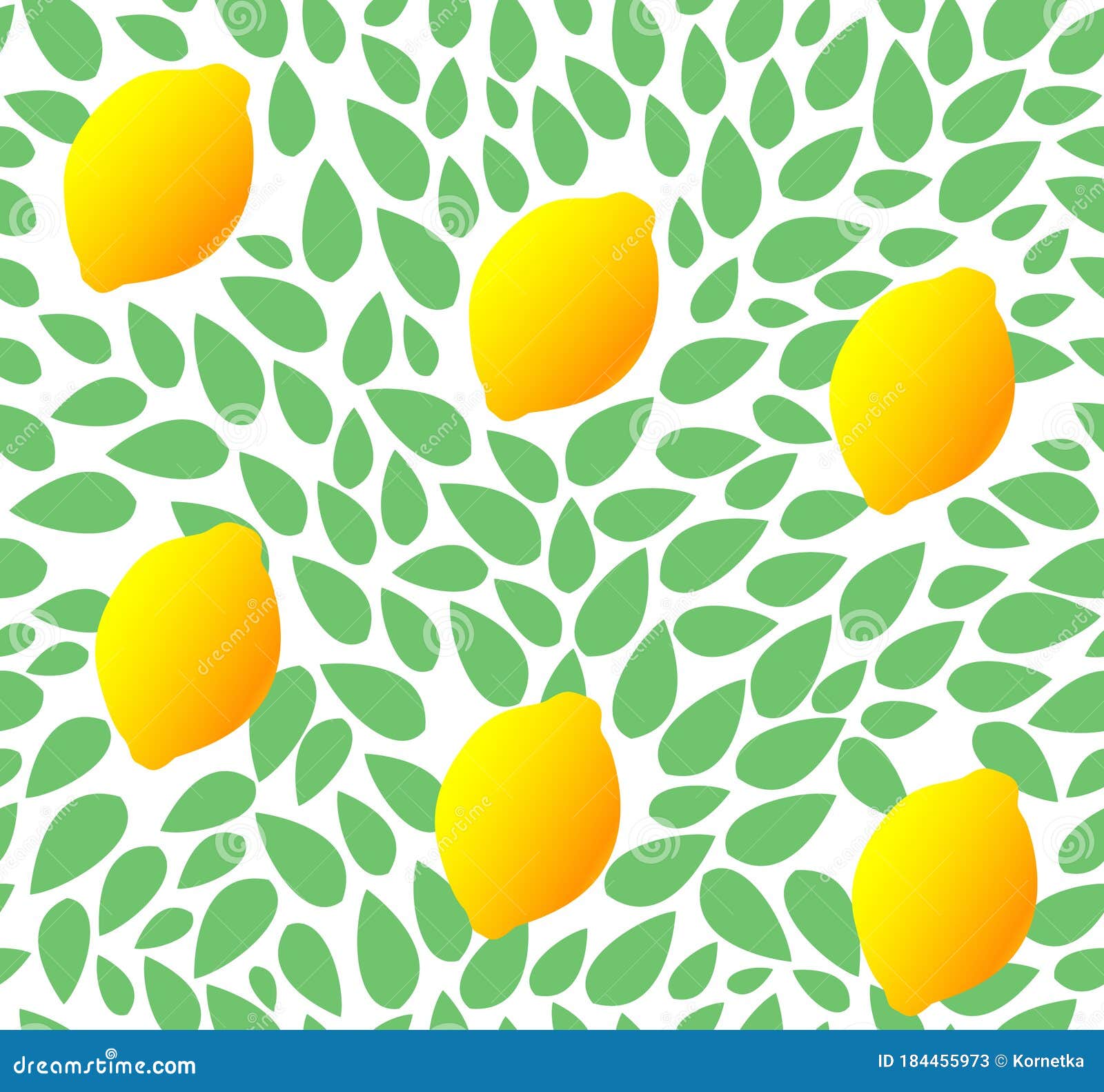Seamless Leaves Pattern with Fresh Lemon. Vector Illustration Isolated ...