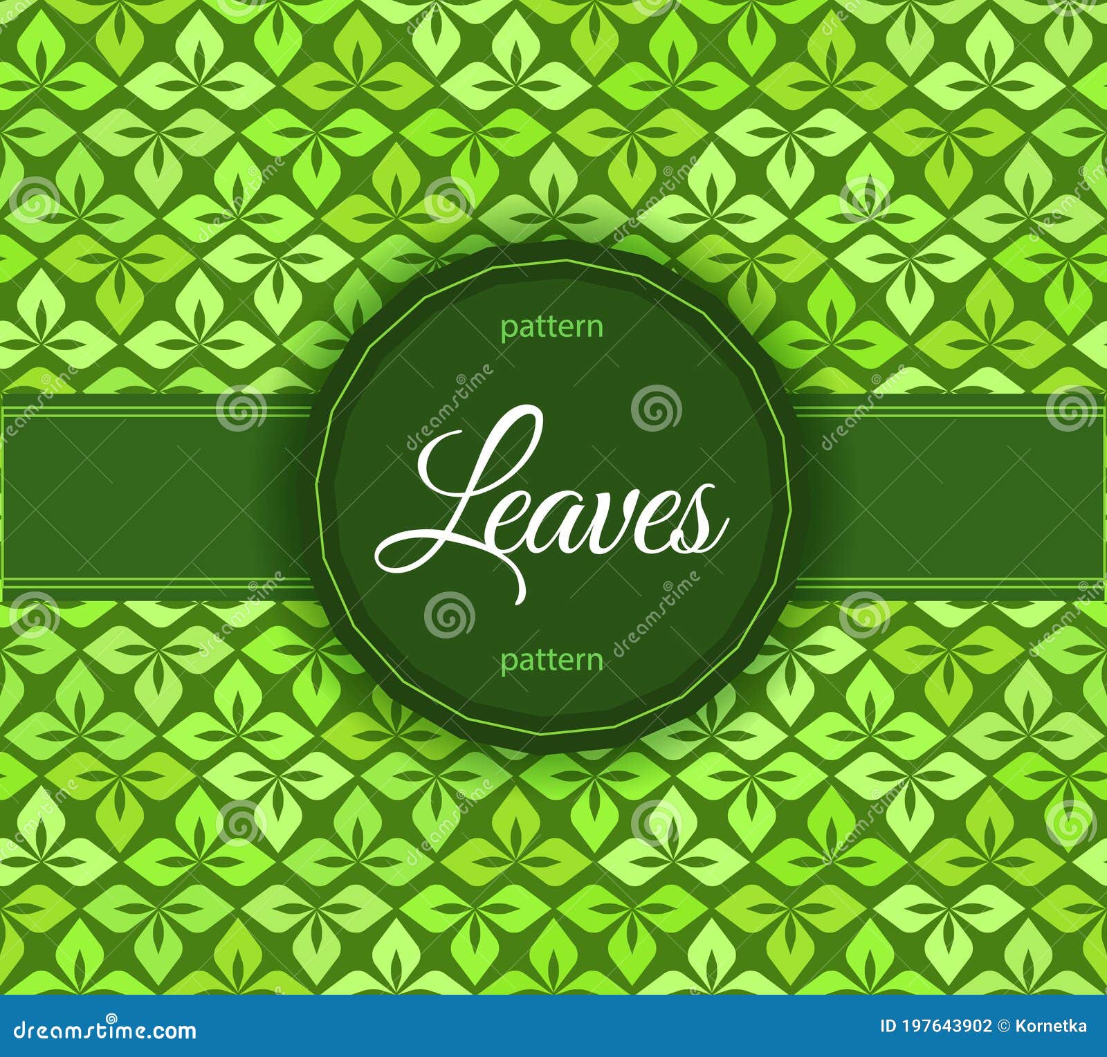 Seamless Leaves Pattern. Label with Text on Floral Ornament. Stock ...