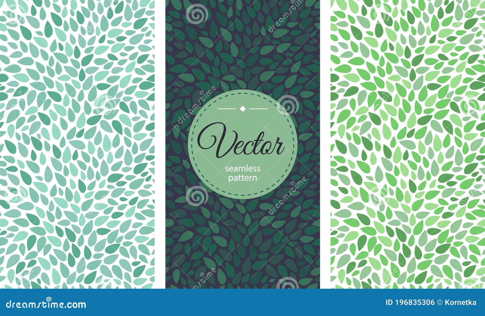 Seamless Leaves Pattern. Label with Text on Floral Ornament. Stock ...