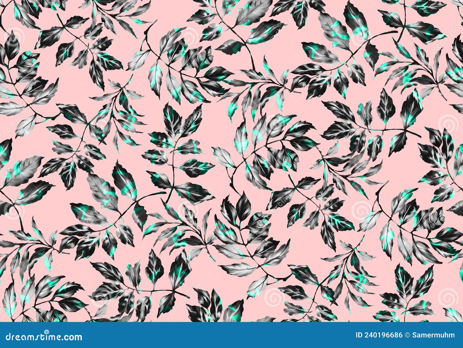 Seamless Leaves Pattern on Pink Background, Modern Style Ready for ...