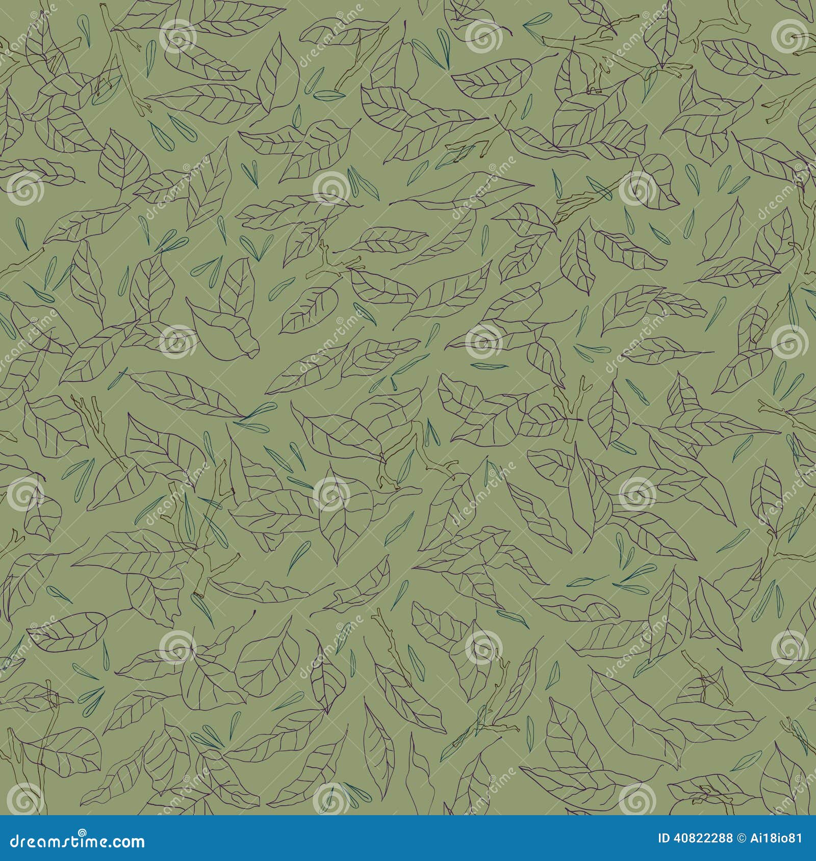 Seamless leaves and sticks stock vector. Illustration of floral - 40822288