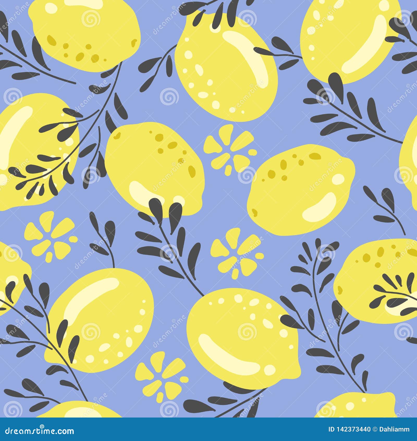 Seamless lemon pattern stock vector. Illustration of decor - 142373440