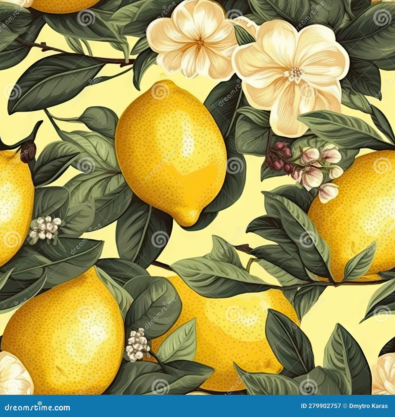 Seamless lemon pattern. stock illustration. Illustration of leaf ...