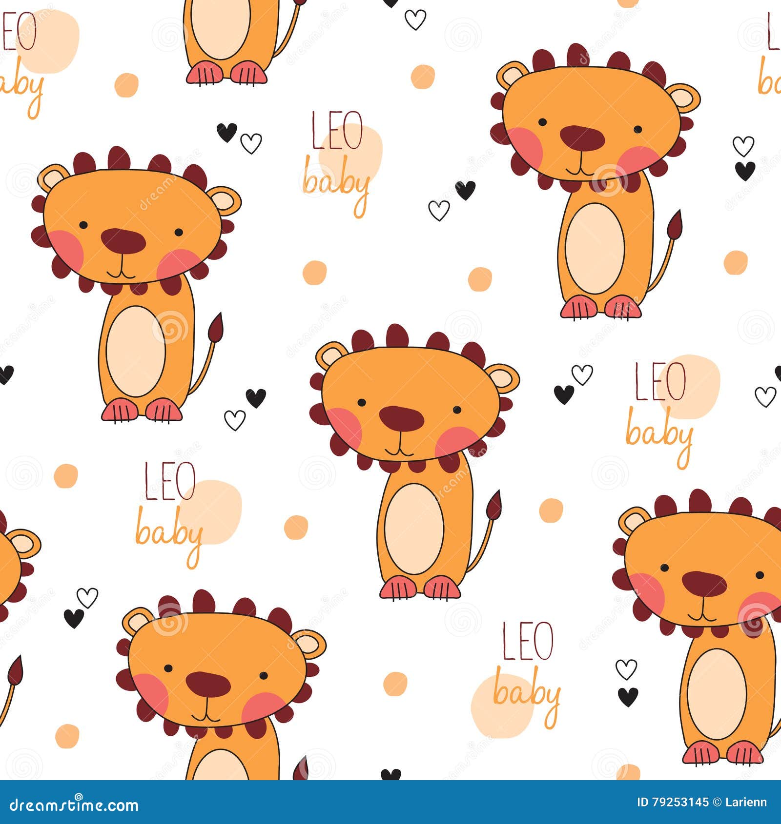 Seamless Leo Baby Pattern Vector Illustration Stock Vector ...