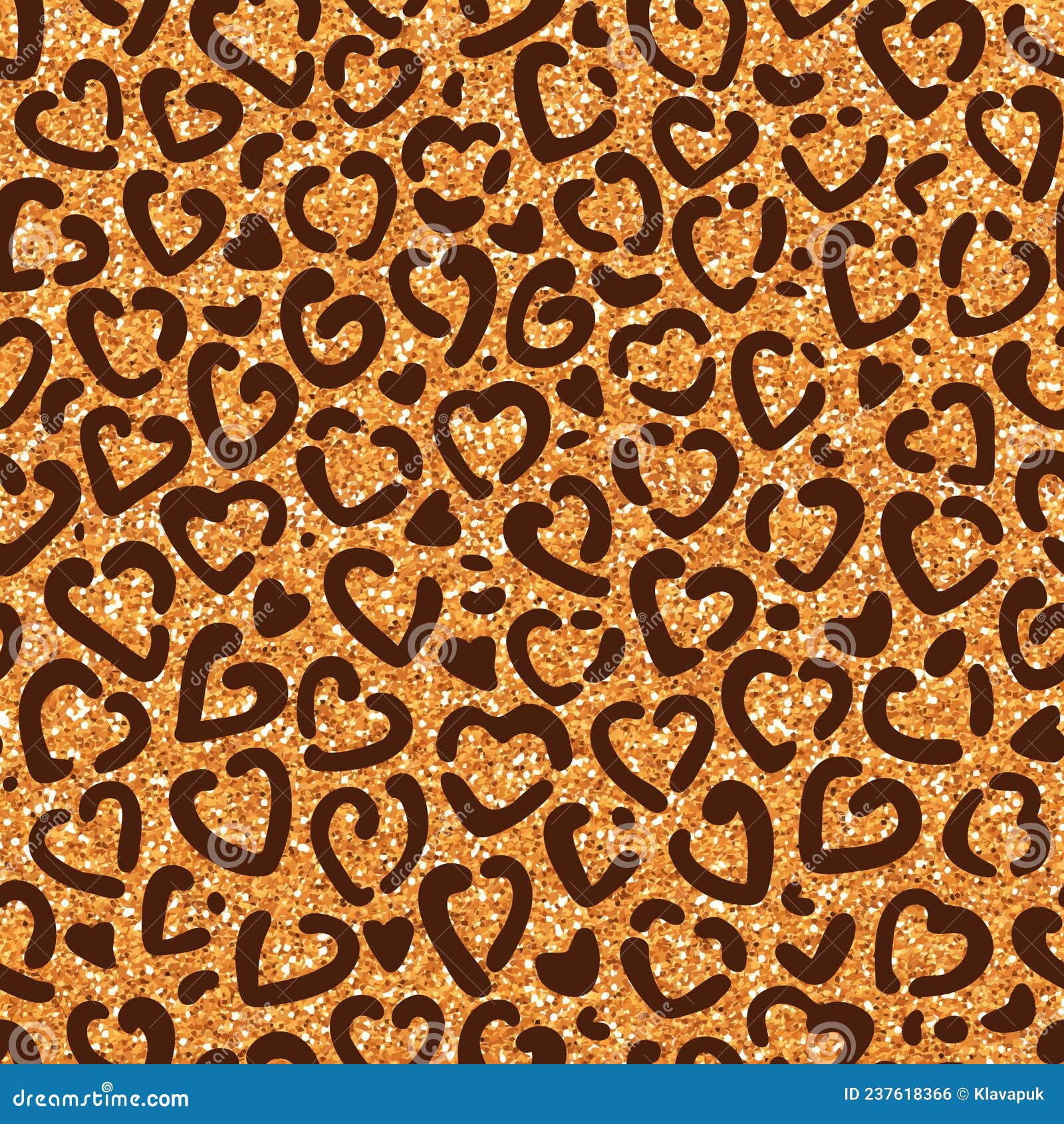 Seamless Leopard Pattern, Heart Shaped Figures, Vector Design ...