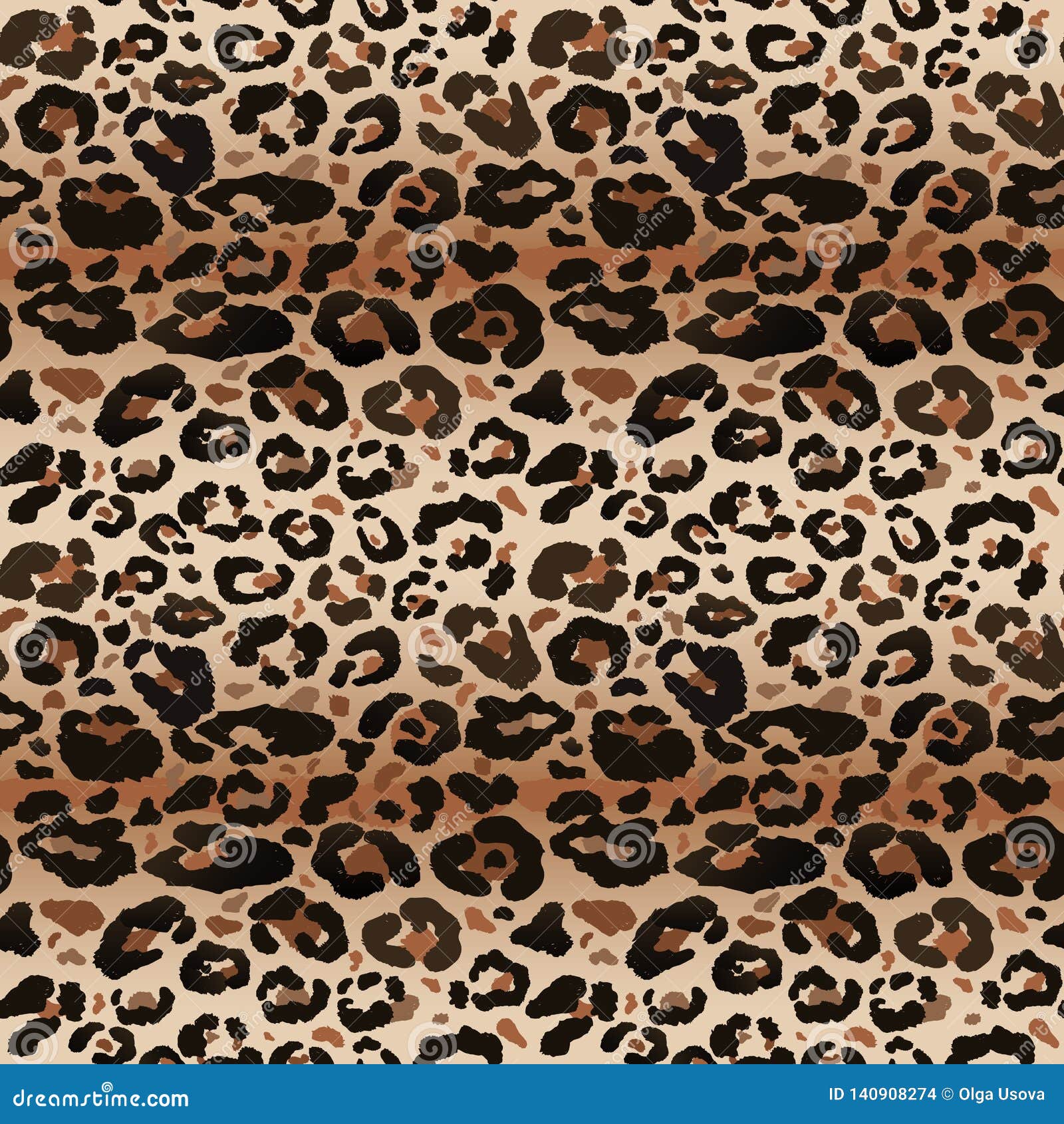 Seamless Leopard Wild Nature Pattern. Vector Animal Print. Stock Vector ...