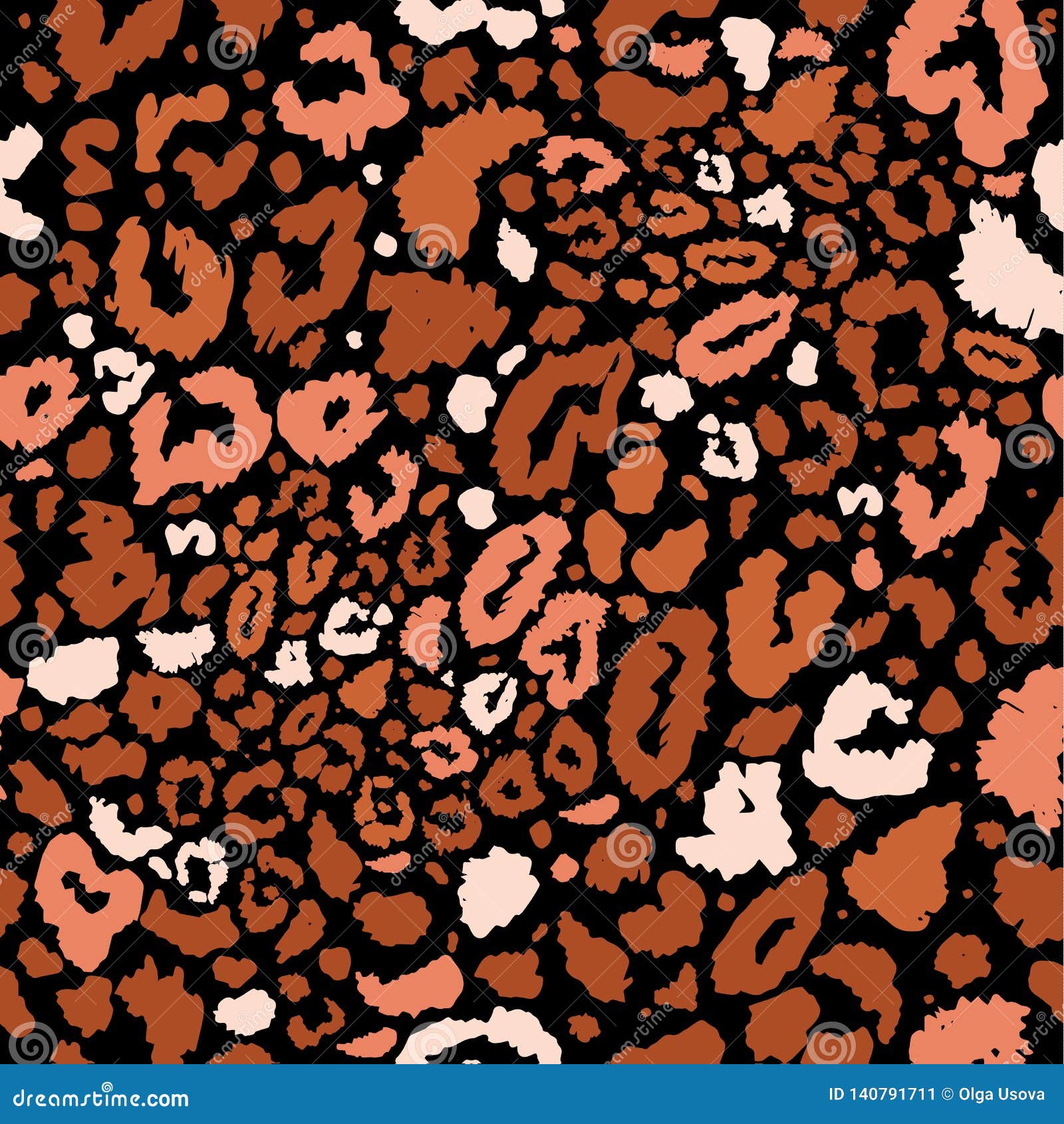 Seamless Leopard Wild Nature Pattern on Black. Vector Animal Print ...