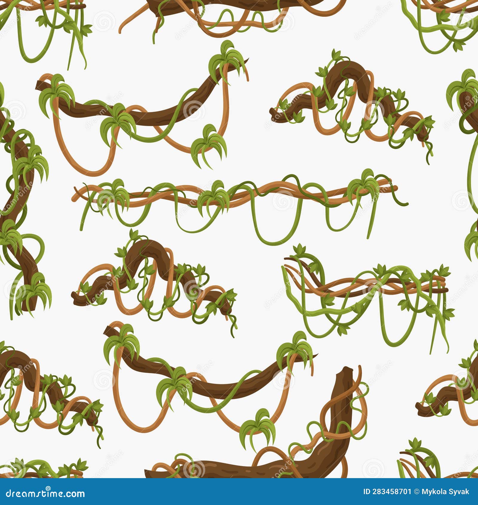 Seamless Liana Pattern, Intertwining Vines Create an Organic and ...
