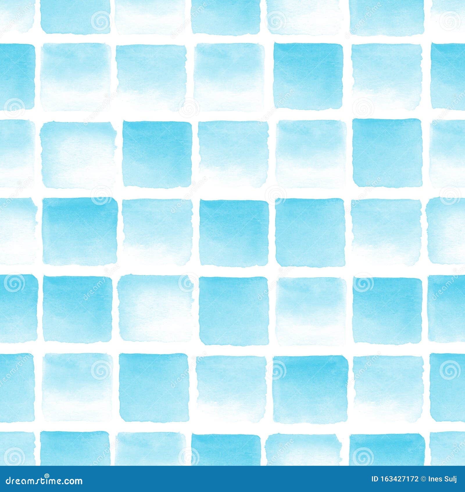 Seamless Light Blue Watercolor Pattern on White Background. Watercolor ...