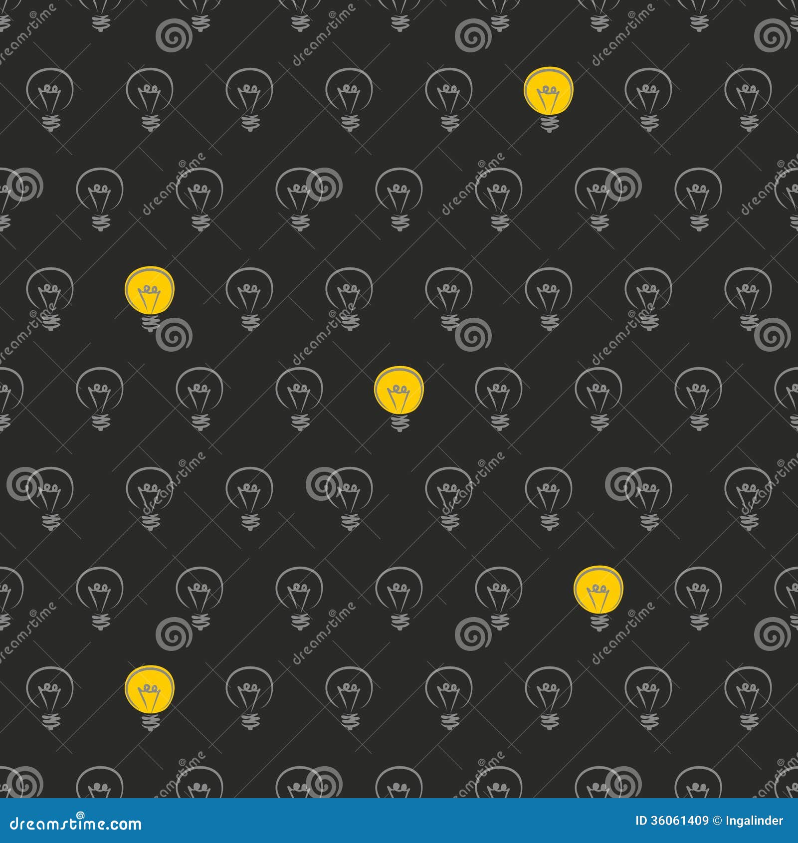 Seamless Vector Light Bulb on Black Background Pat Stock Vector ...