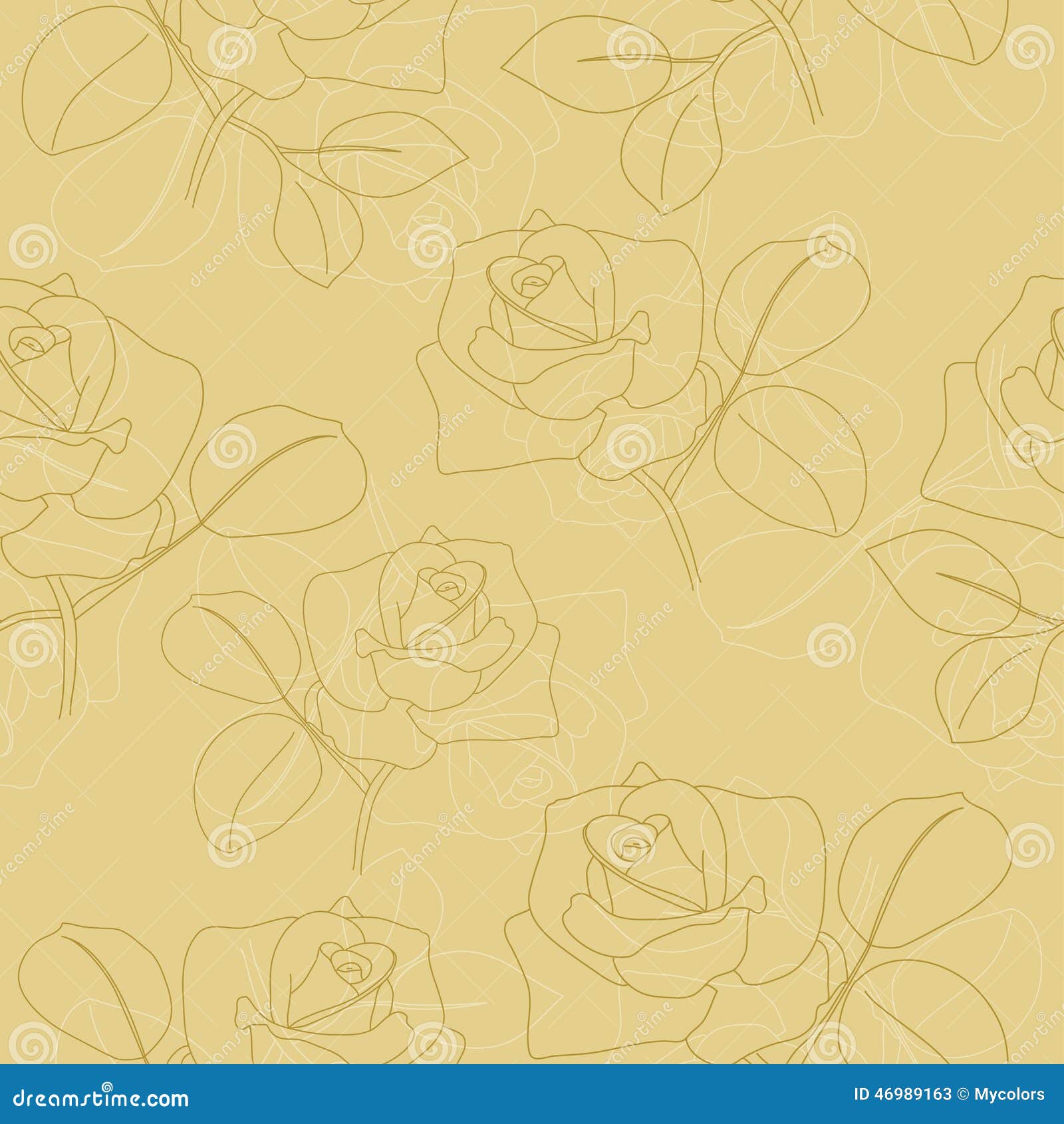 Vector Seamless Light Olive Texture with Flowers Stock Vector ...
