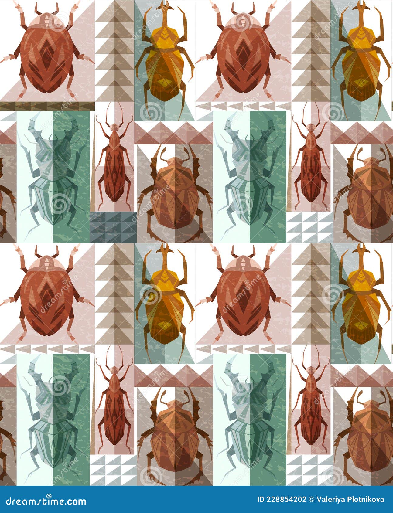Seamless Light Pattern with Geometric Insects in Rectangle Mosaic ...