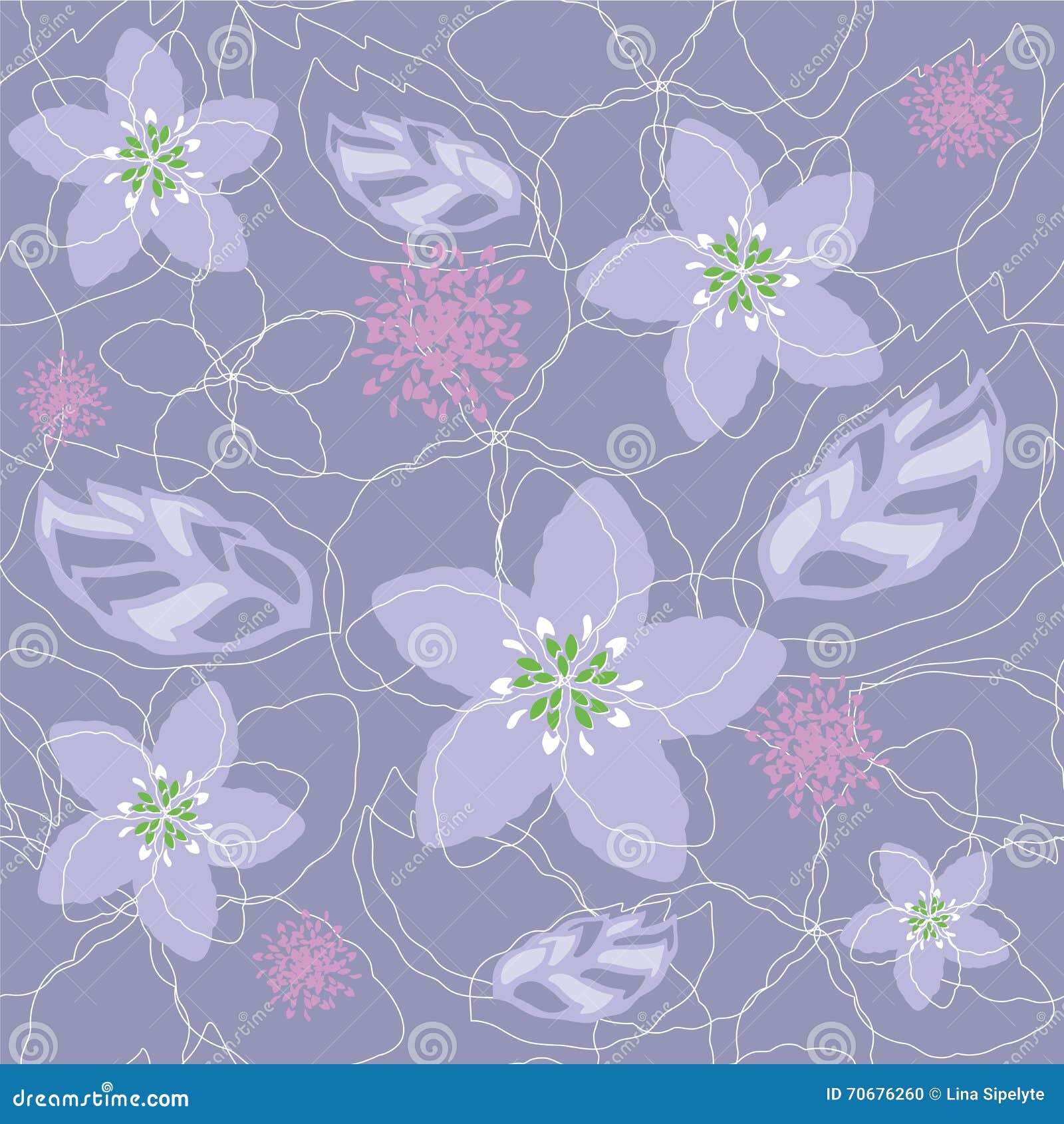 Seamless Light Purple Floral Pattern Stock Vector - Illustration of ...