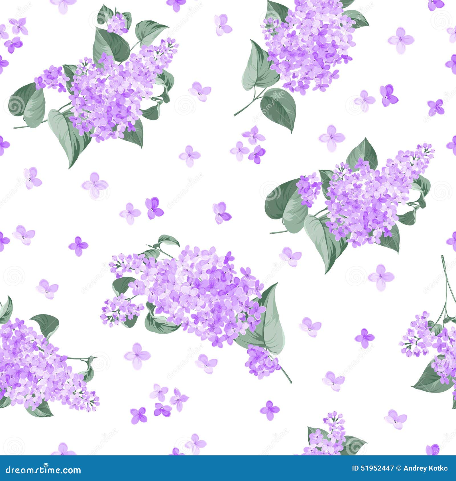 Seamless lilac pattern stock vector. Illustration of flower - 51952447