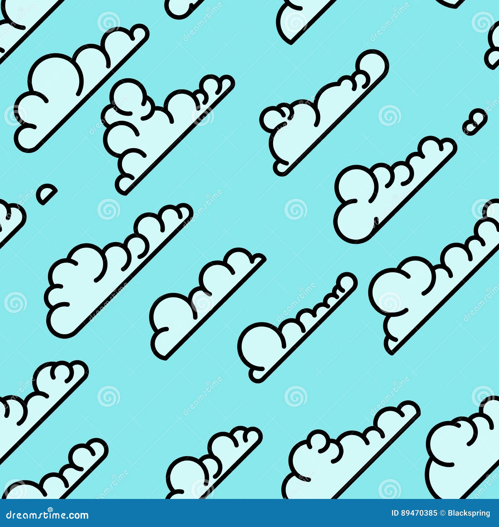 Seamless Line Art Clouds Pattern Stock Vector - Illustration of ...