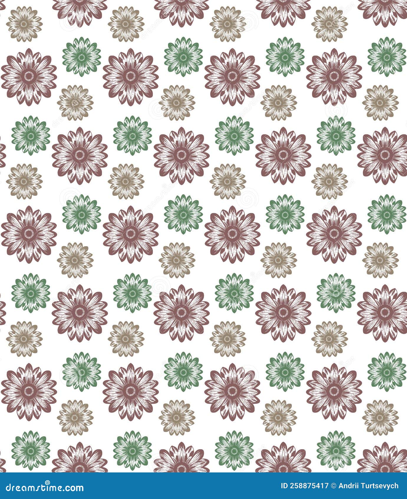 Seamless Vector Line Art Pattern Made of Blooming Flowers, Low ... Seamless Vector Line Art Pattern Made of Blooming Flowers, Low ...