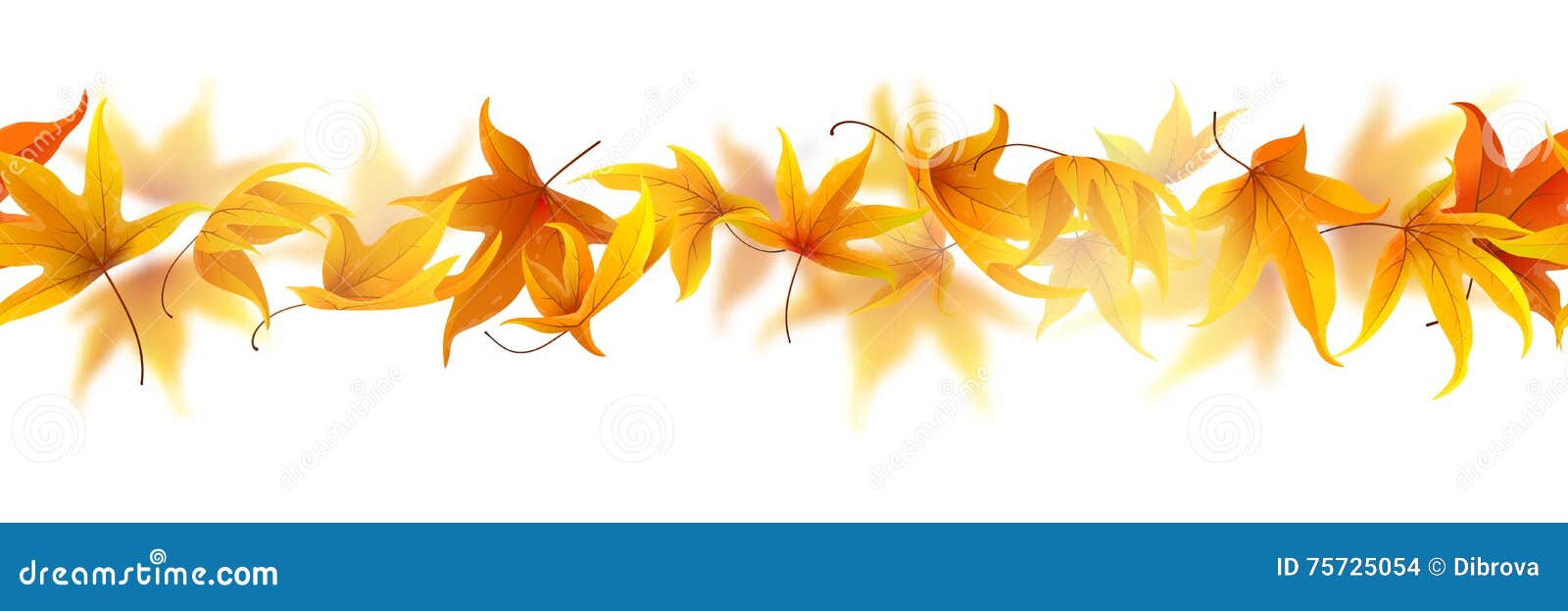 Seamless Line of Autumn Leaves Stock Vector - Illustration of wind ...