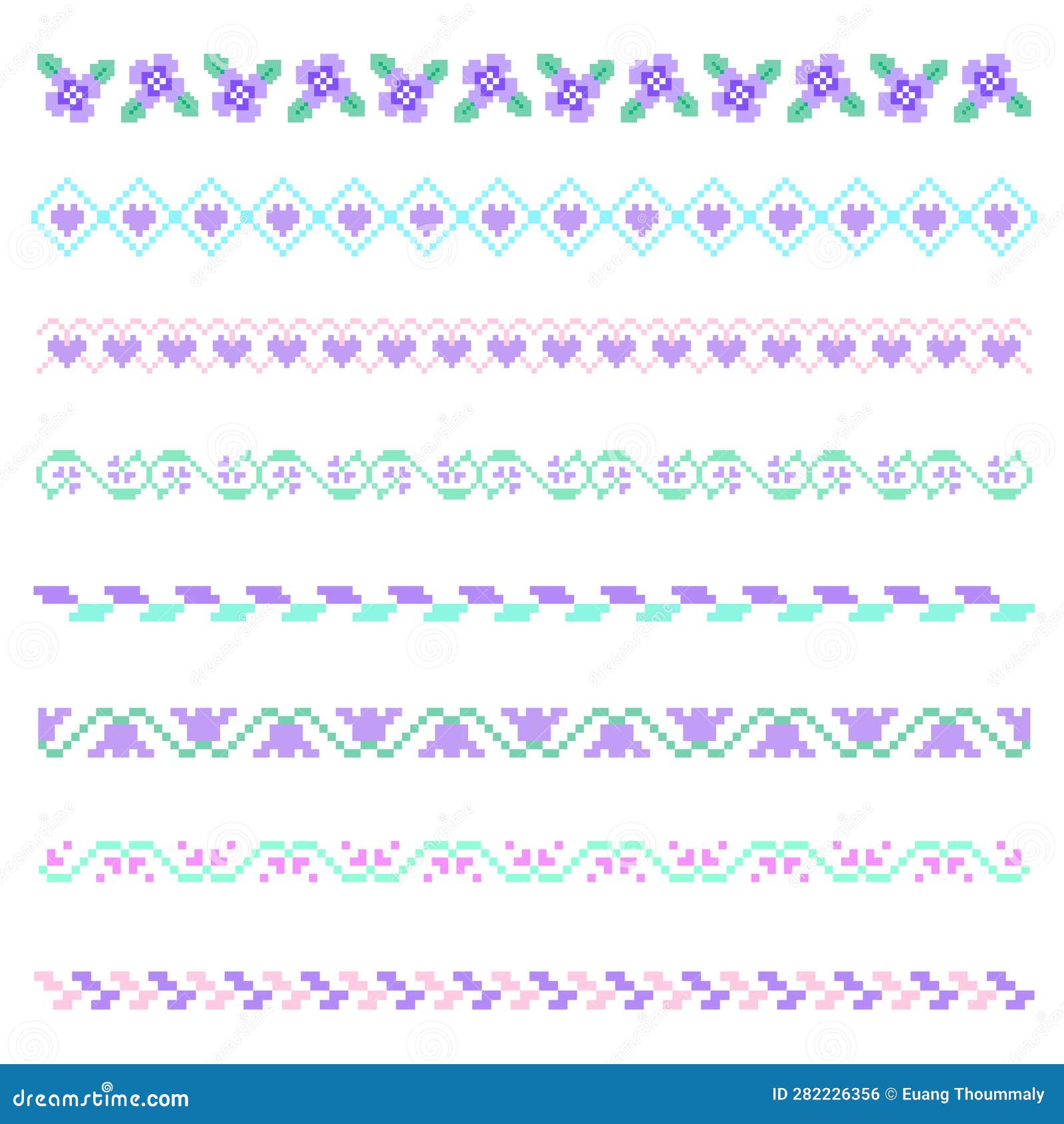Stitch Borders Seamless Pattern. Color Sewing Seams Vector Illustration ...