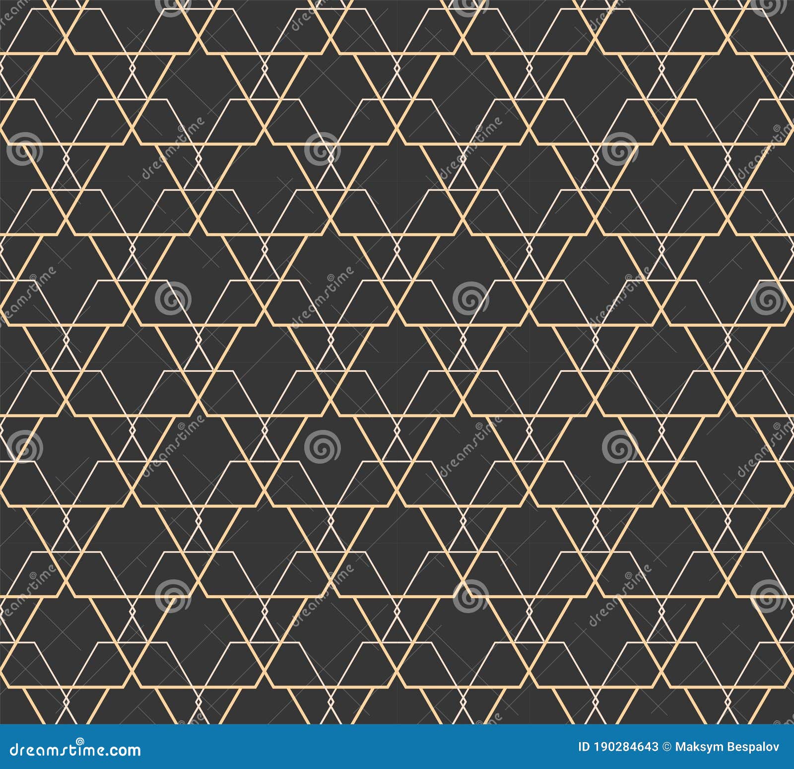Seamless Line Graphic Hex, Tile Texture. Repeat Fabric Vector Golden ...