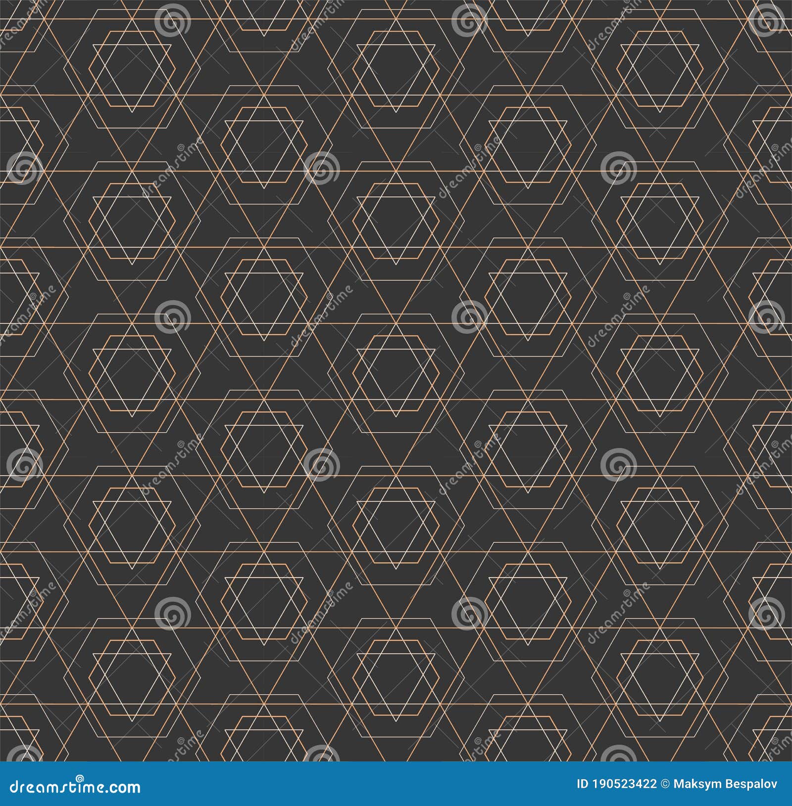 Seamless Line Graphic Hex, Tile Texture. Repeat Fabric Vector Golden ...