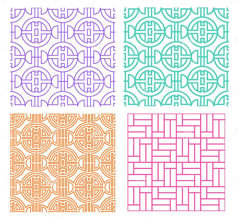 Seamless Line Pattern in Modern Chinese Style Stock Vector ...