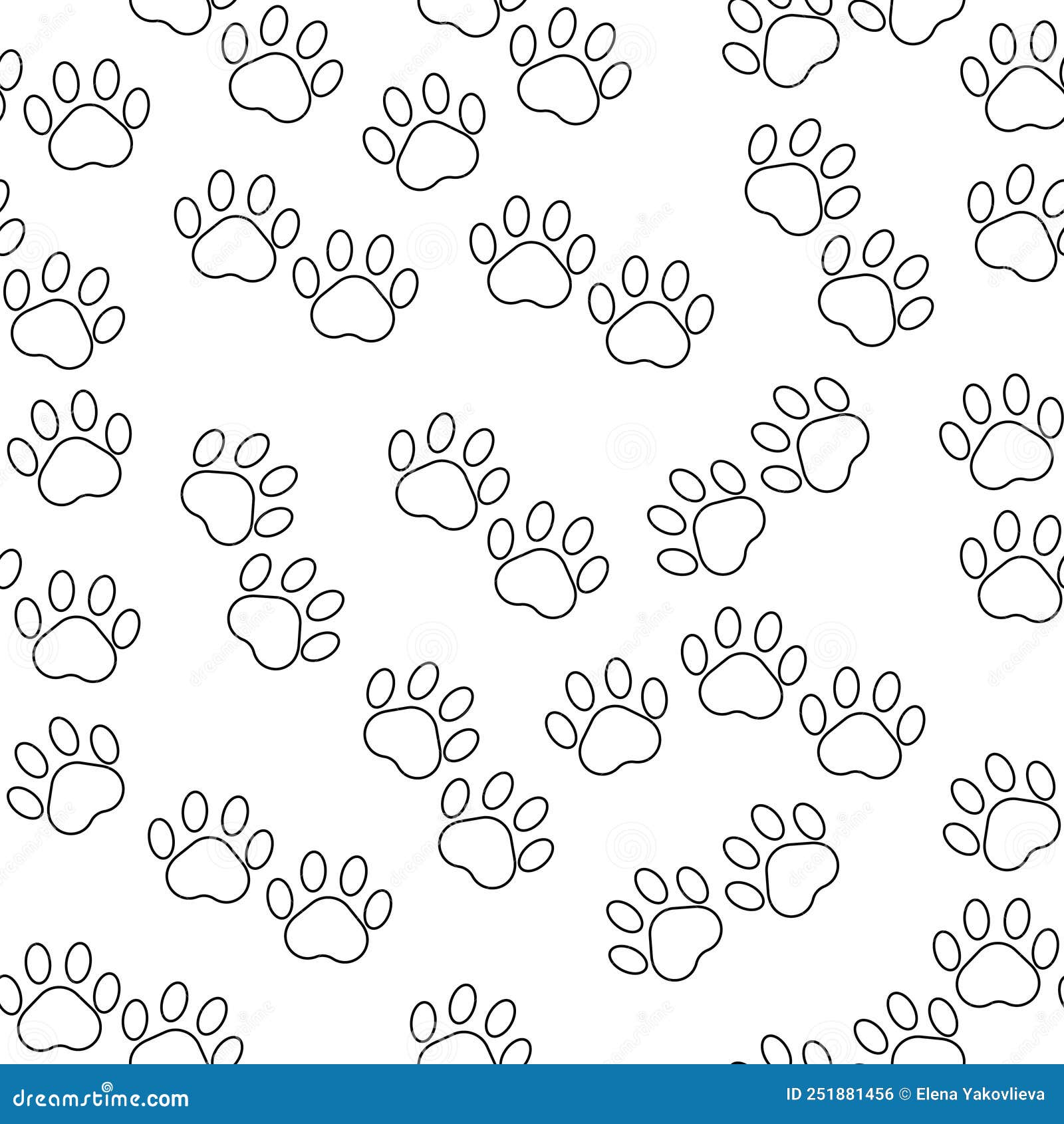 Seamless Line Style Cat Paw Pattern Stock Vector - Illustration of ...