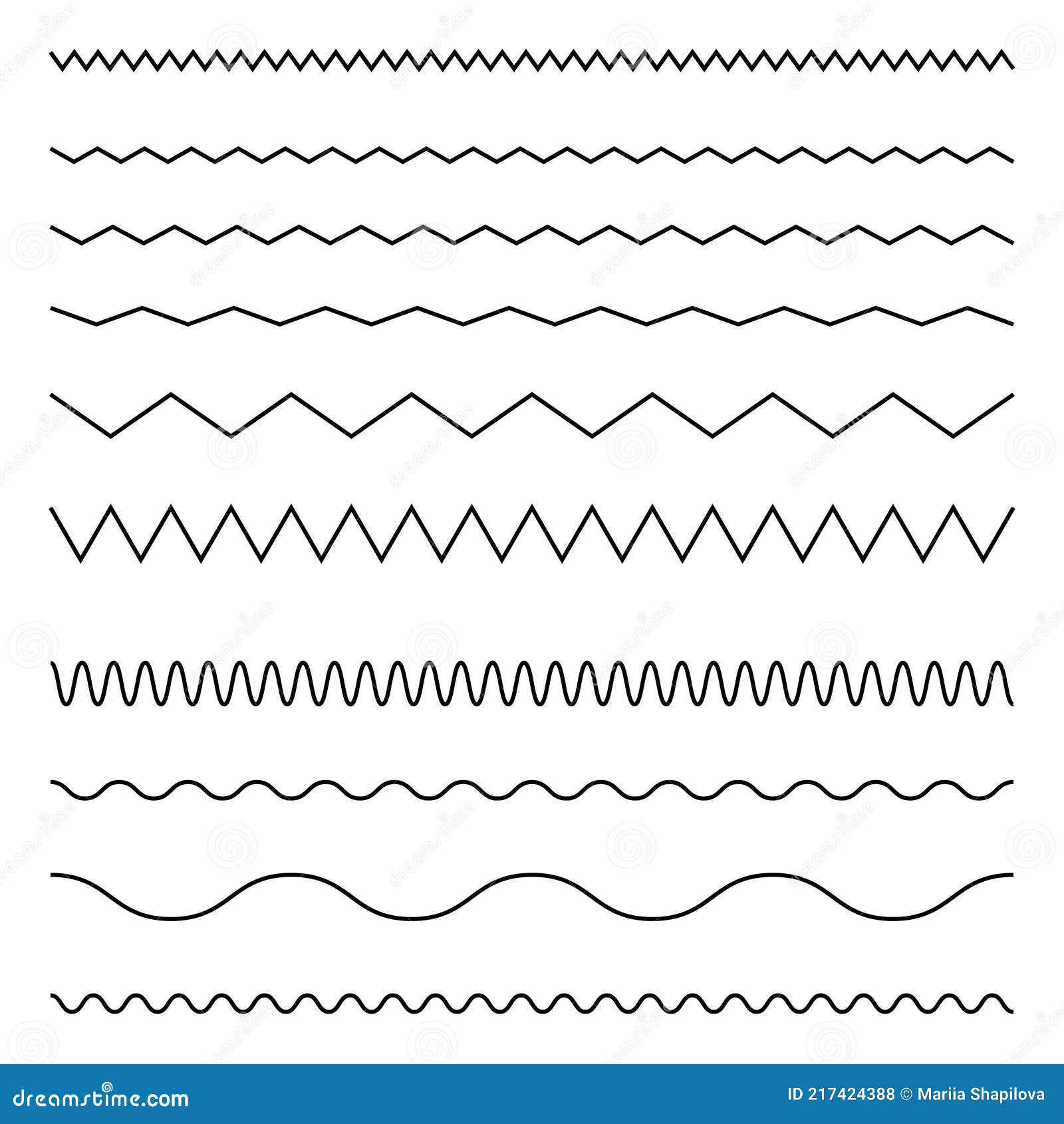 Seamless Line and Wavy Zigzag Lines Stock Vector - Illustration of ...