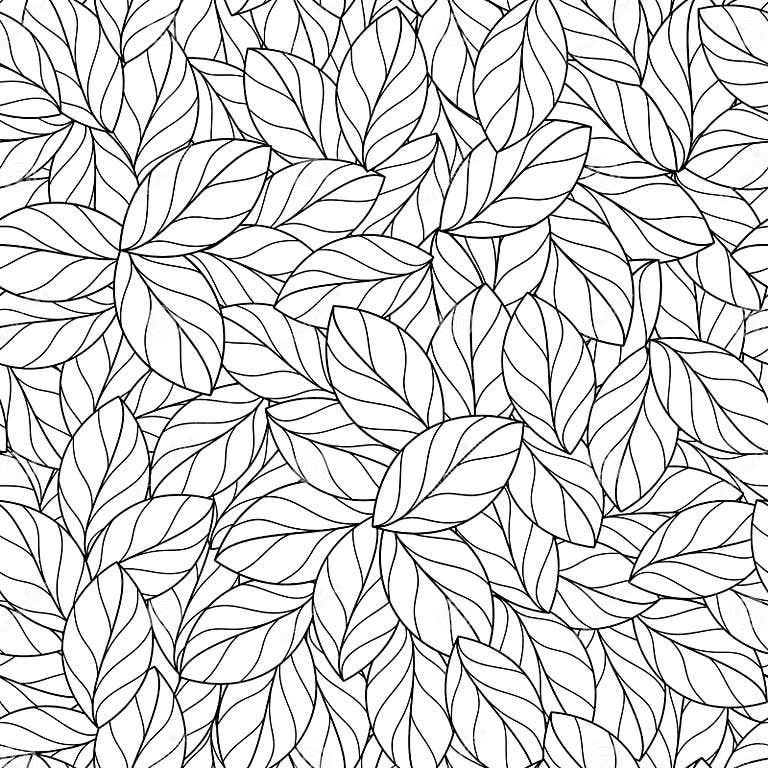Seamless Linear Leaves Pattern Stock Vector - Illustration of pattern ...