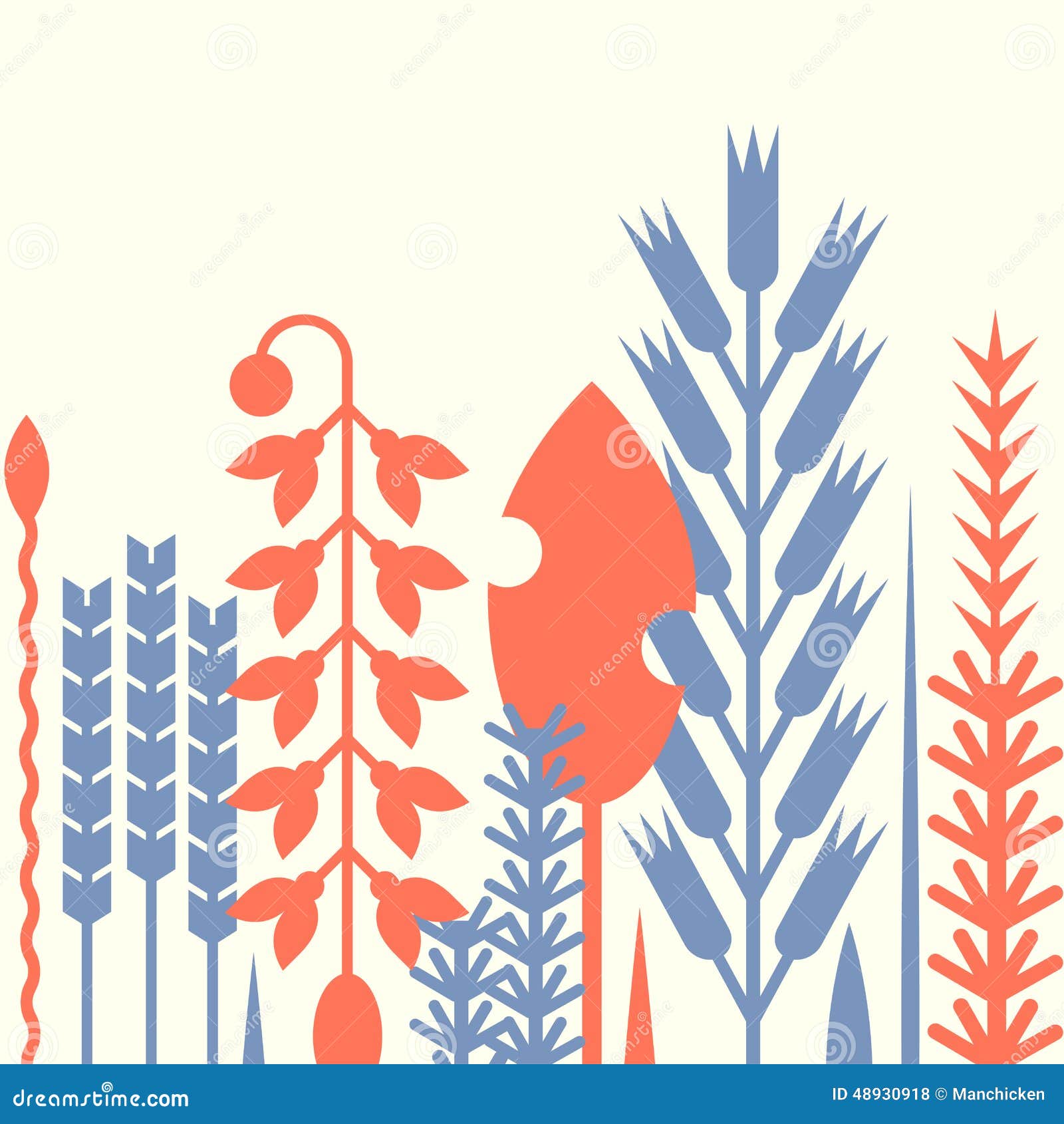 Seamless Linear Pattern with Crop Plants Stock Vector - Illustration of ...