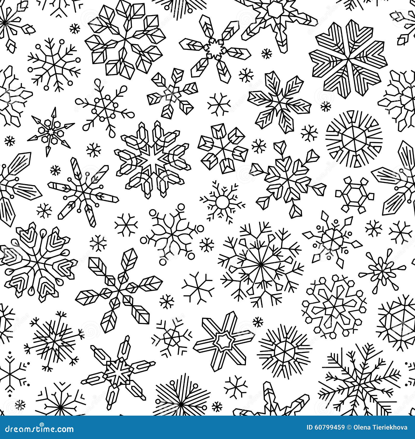 Seamless Linear Snowflakes Pattern. Stock Vector - Illustration of ...