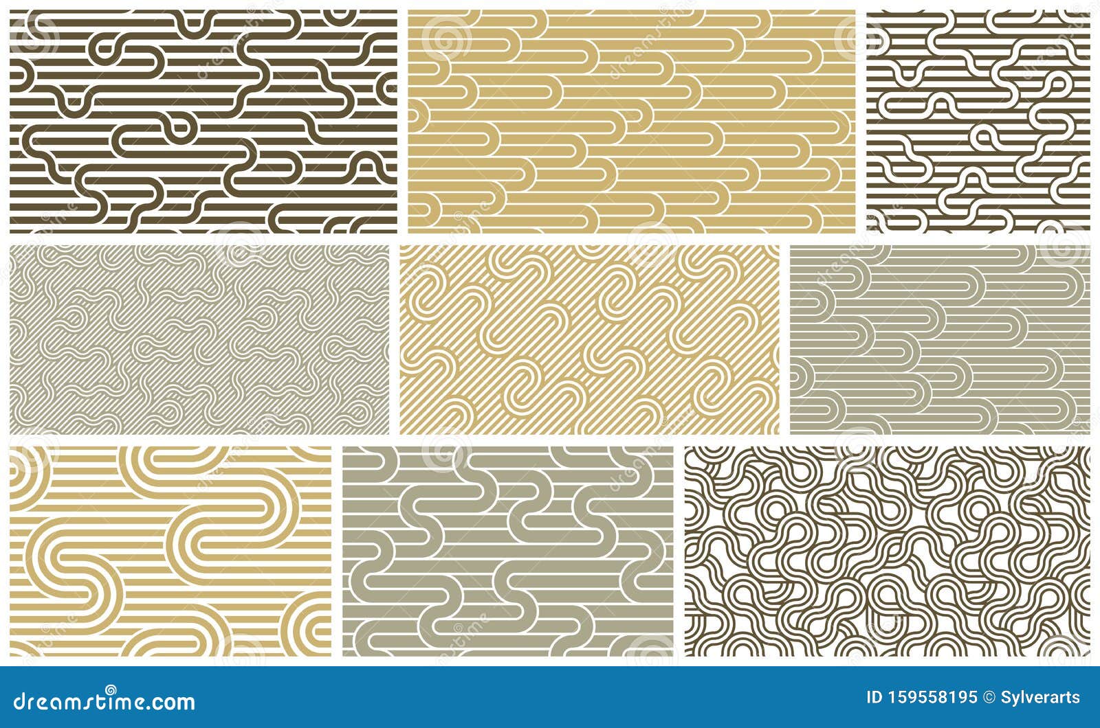 Seamless Lines Patterns Set, Stripy Geometric Vector Abstract ...
