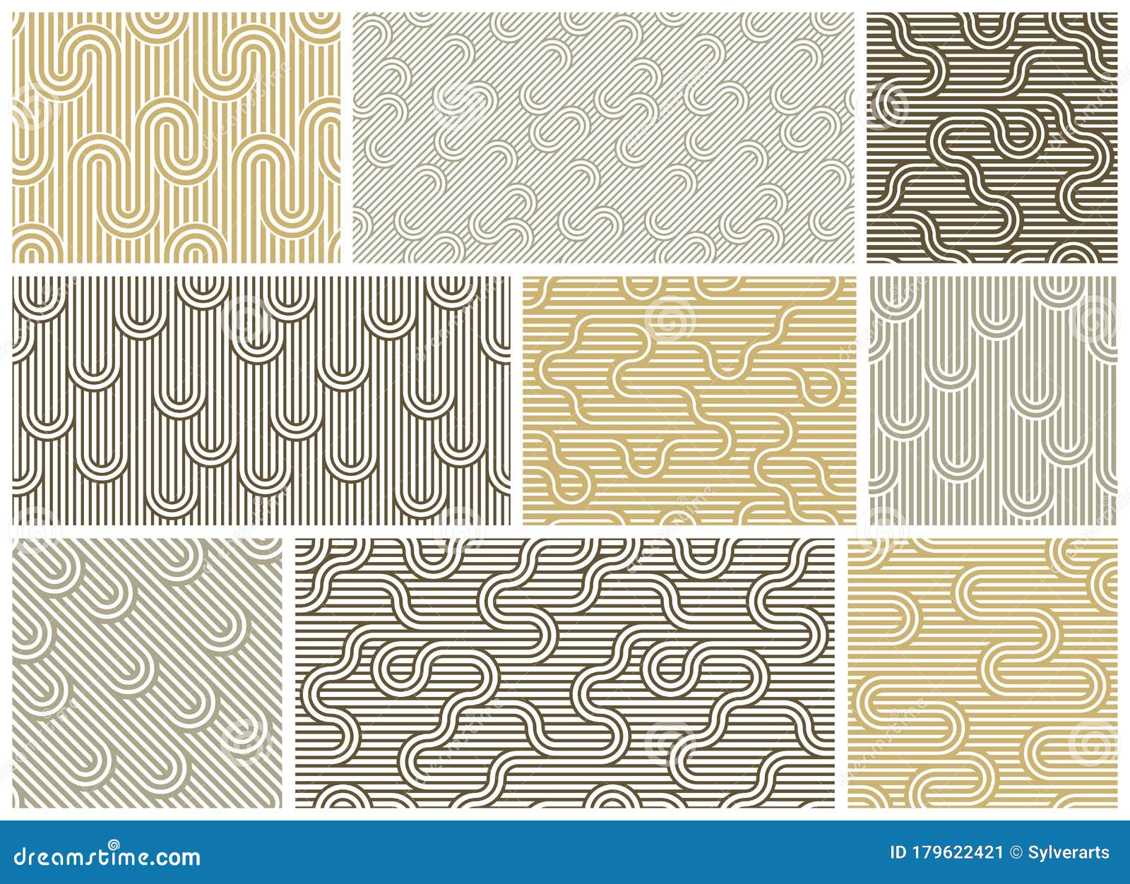 Seamless Lines Patterns Set, Stripy Geometric Vector Abstract ...