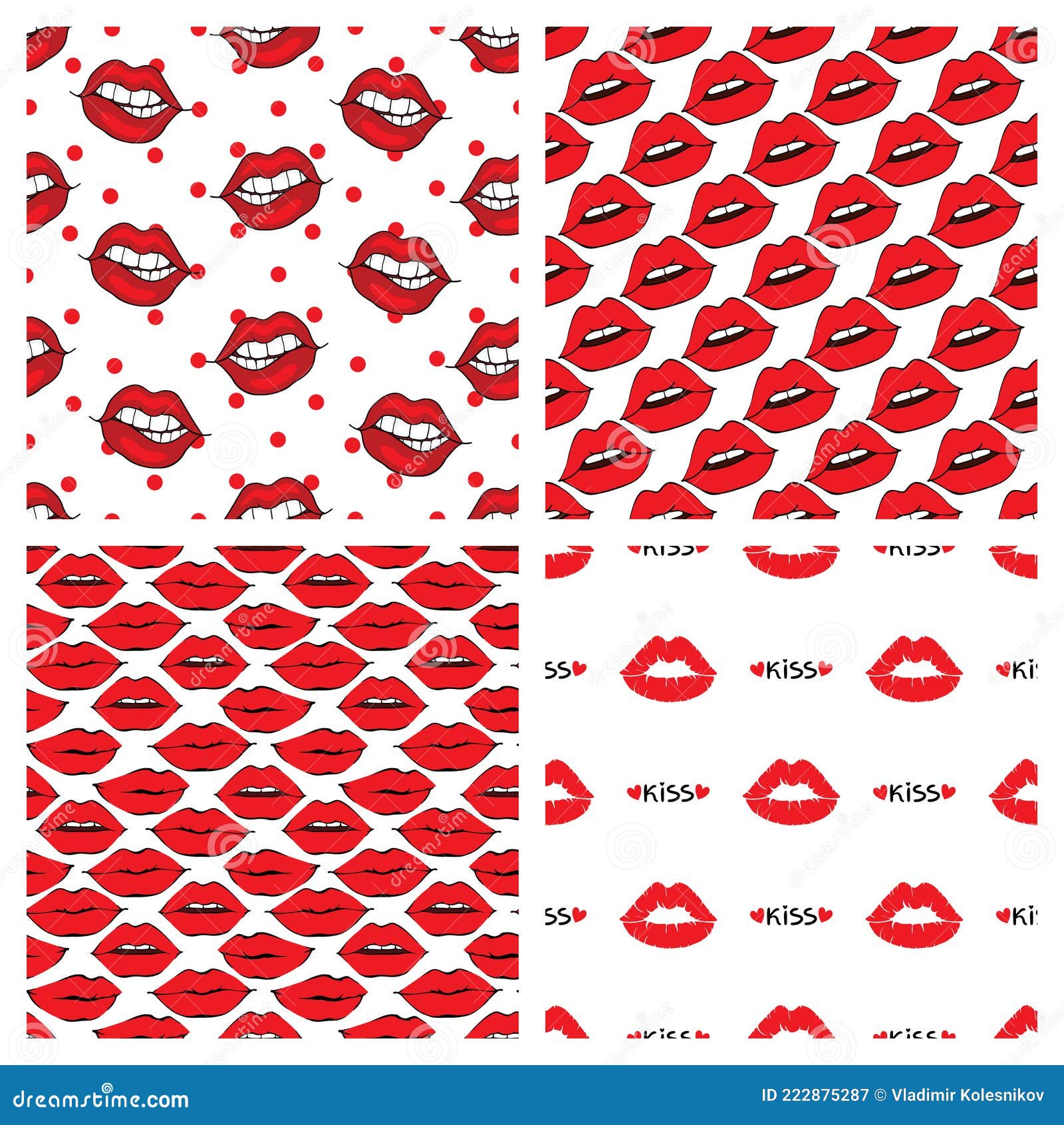 Seamless Pattern. Lips. Kiss. Imprint. Wallpaper. Vector Illustration ...