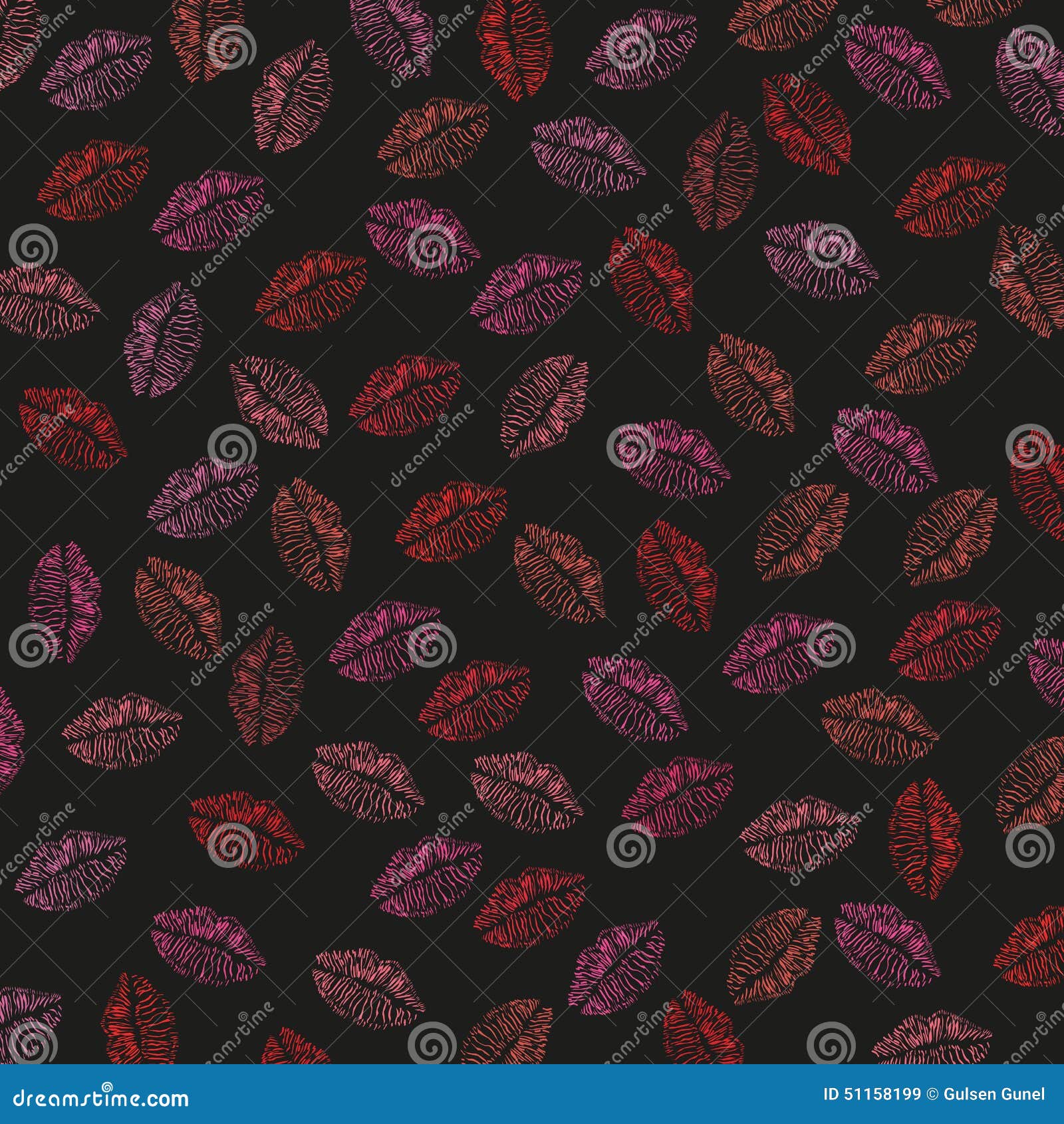 Seamless Red Lips Pattern With Shark Teeth Vector Illustration ...