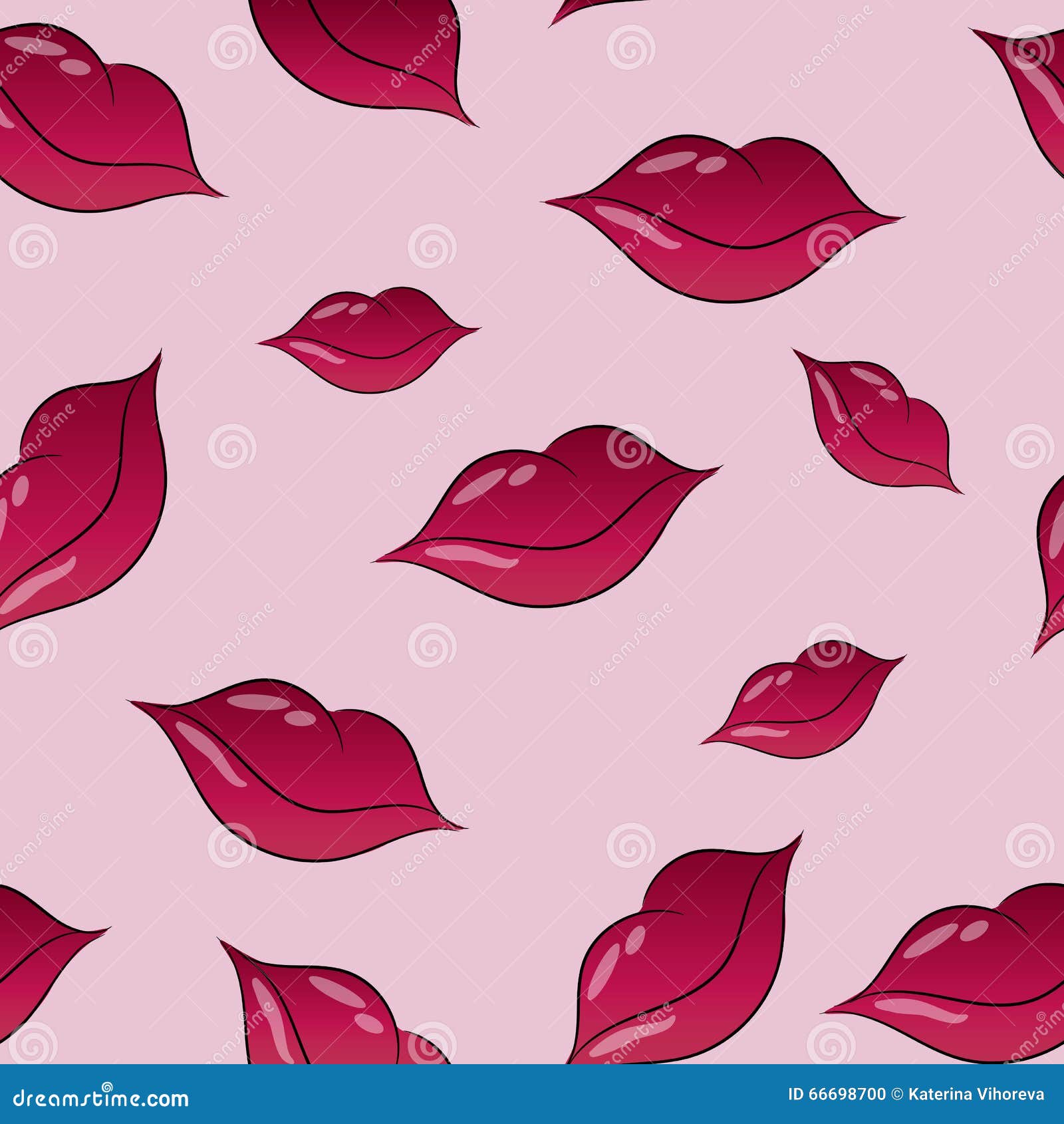 Seamless Lips Pattern Over Pink Stock Vector - Illustration of paint ...
