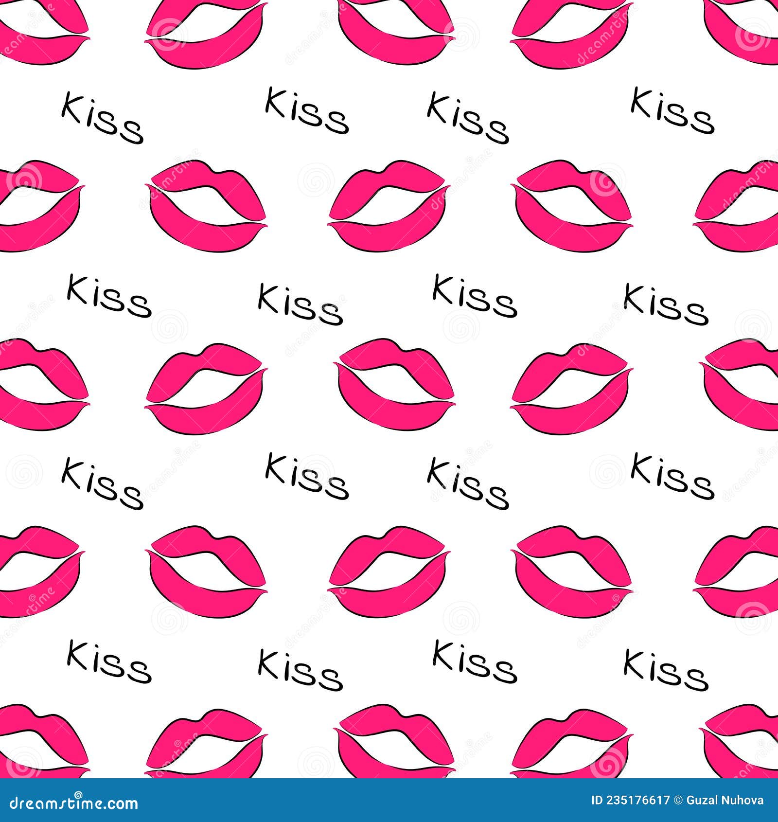 Seamless Lips Pattern. Vector Seamless Pattern with Female Pink Kissing ...