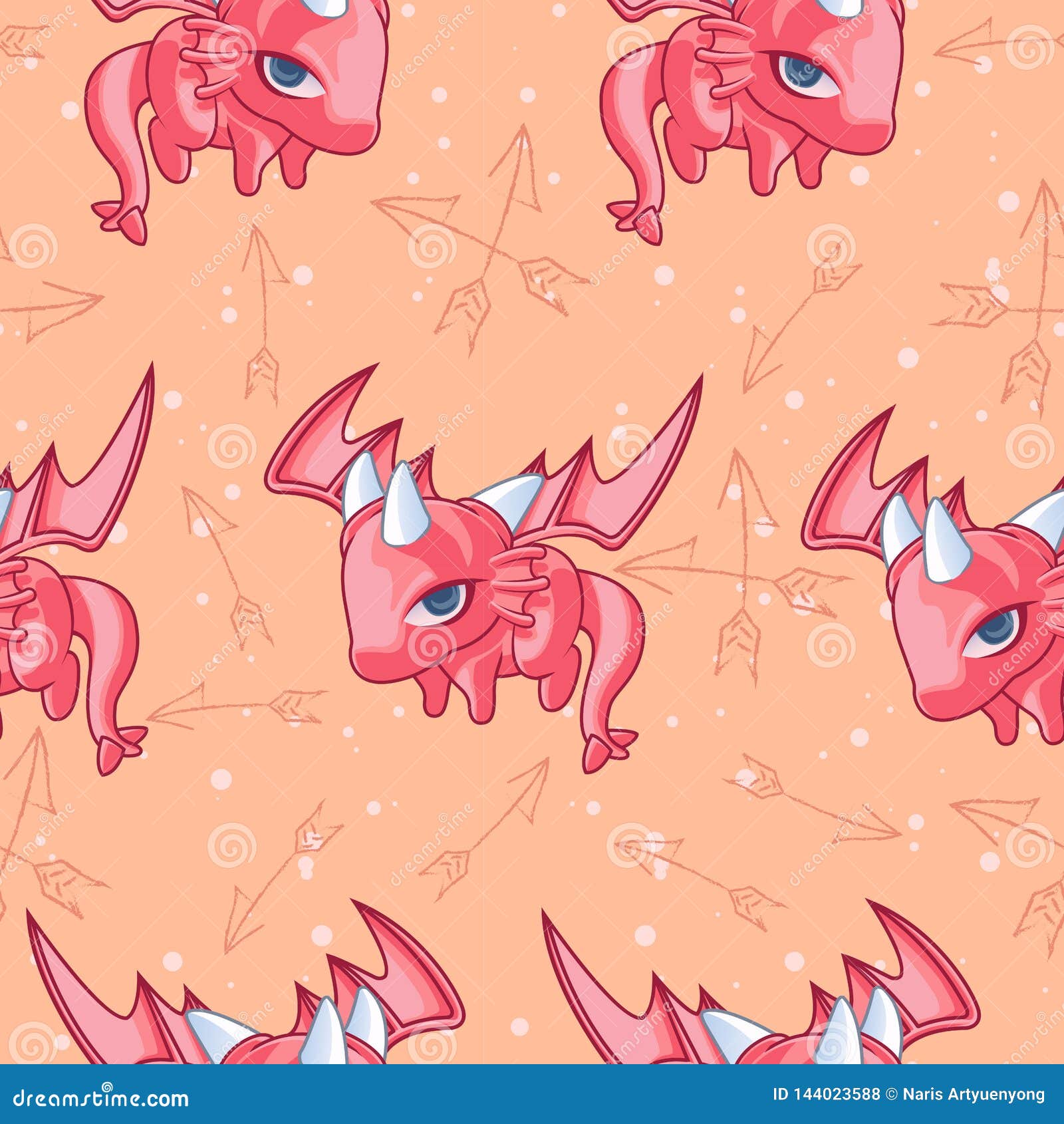 Seamless Little Dragon Pattern. Stock Vector - Illustration of mascot ...