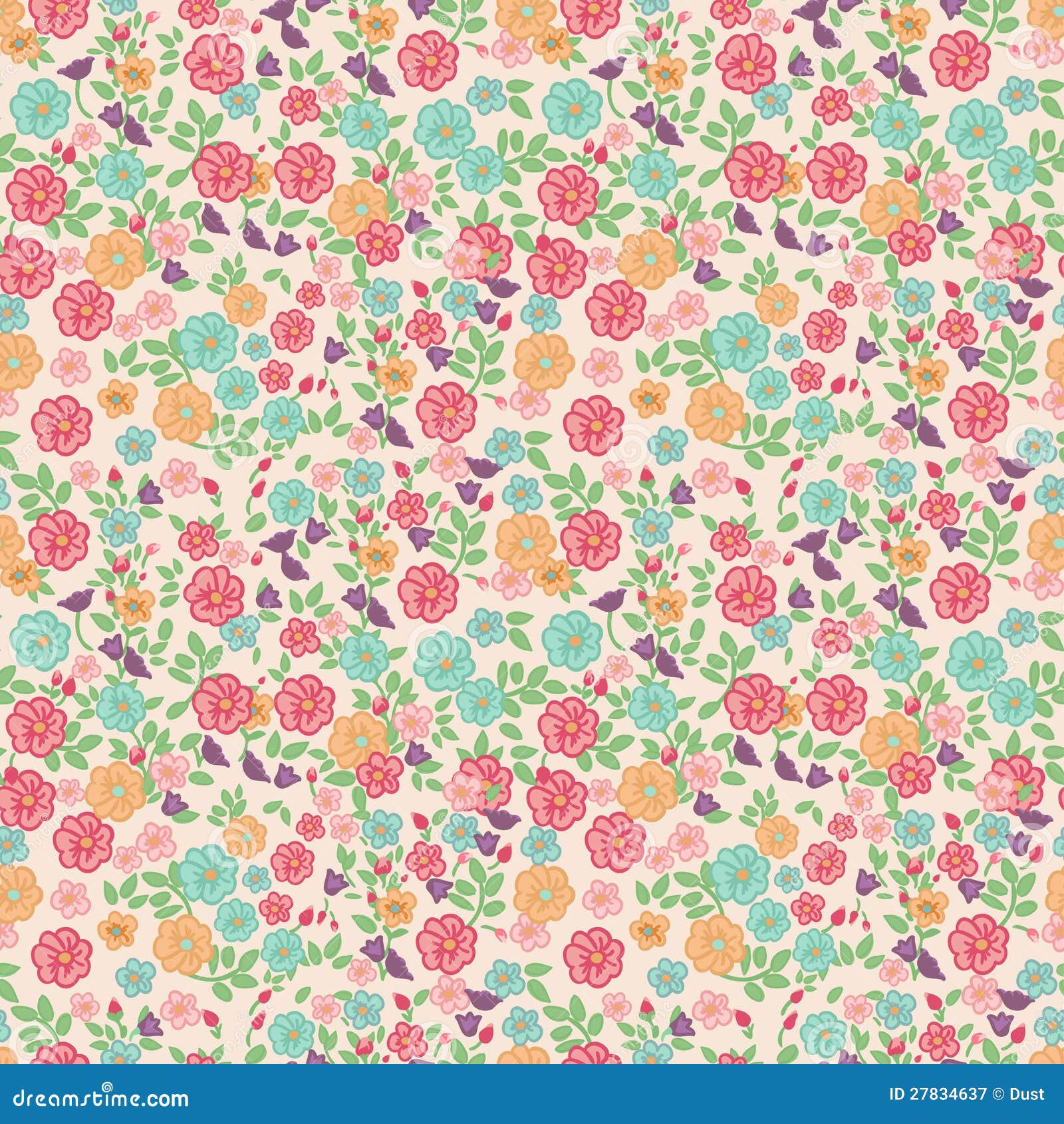 Seamless Little Flowers stock vector. Illustration of print - 27834637