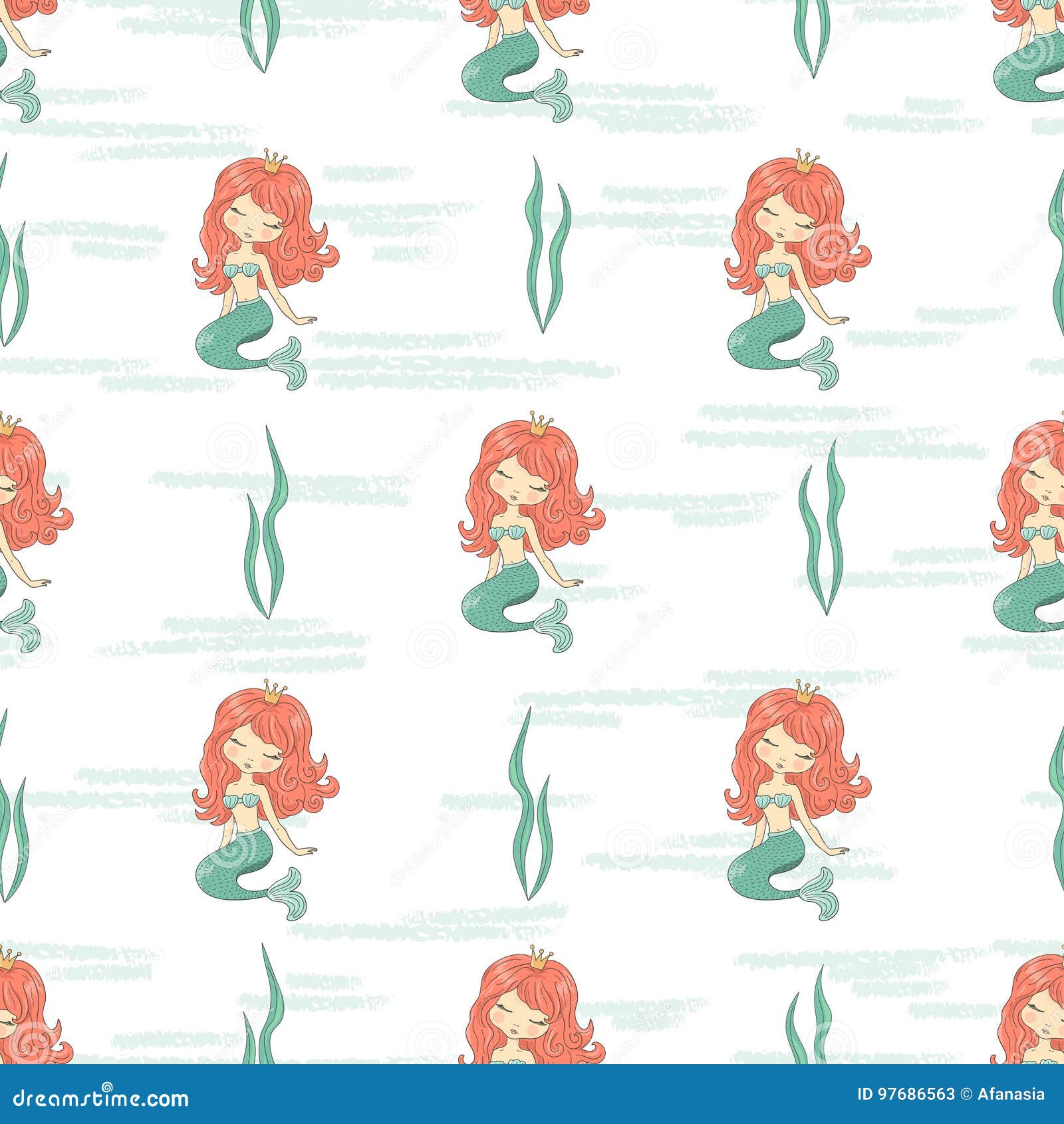 Seamless Little Mermaids Pattern Cartoon Vector | CartoonDealer.com ...