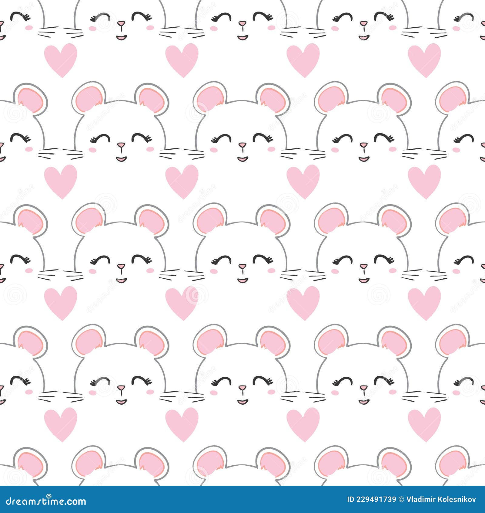 Seamless Little Mouse Pattern Vector Illustration Stock Vector ...