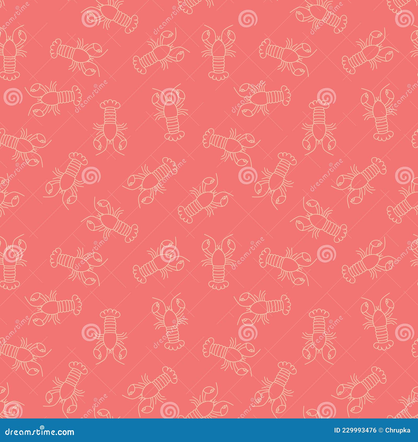 Seamless lobster pattern stock vector. Illustration of lobster - 229993476