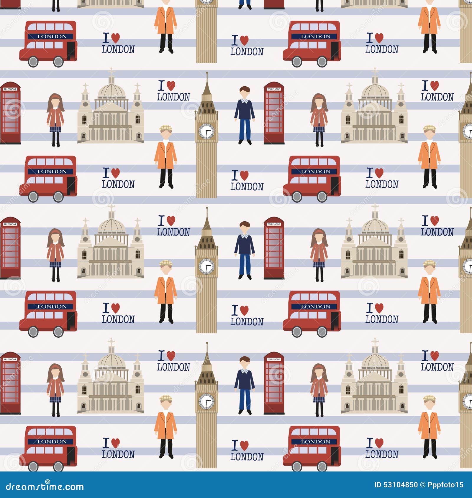Seamless London Pattern Vector Illustration | CartoonDealer.com #53104850